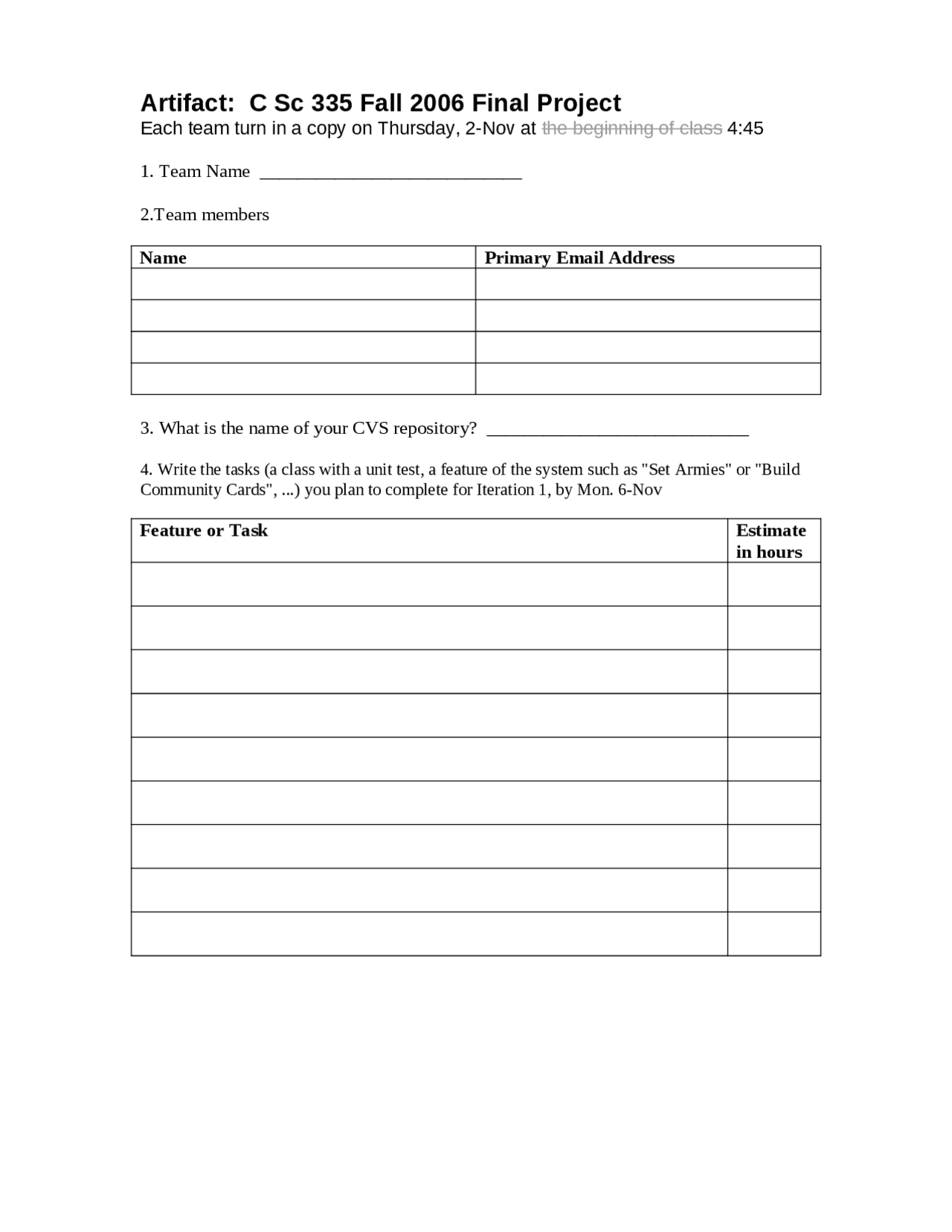 Object Oriented Programming And Design Final Project C Sc 335 Docsity