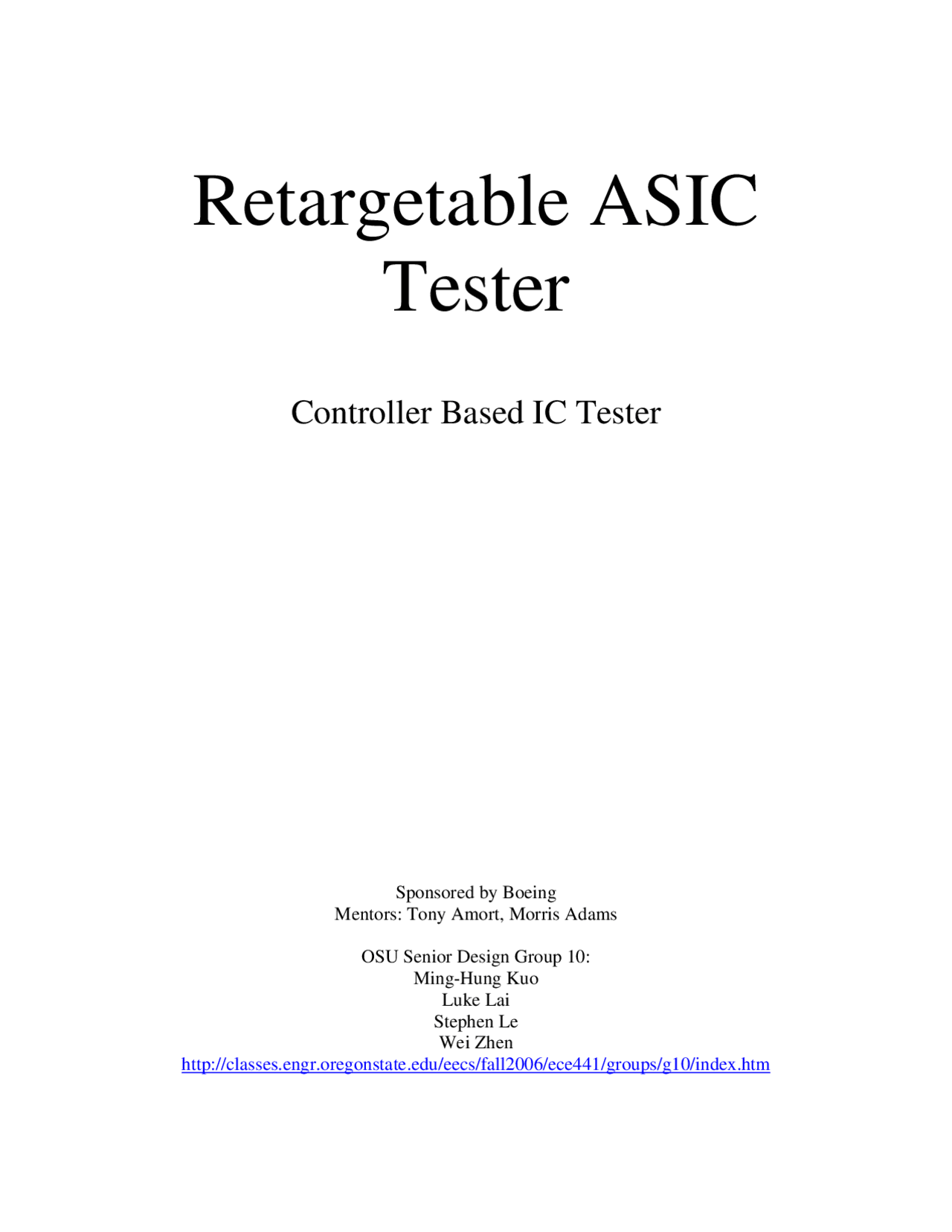 Retargetable ASIC Tester: Controller Based IC Tester | ECE 441 - Docsity