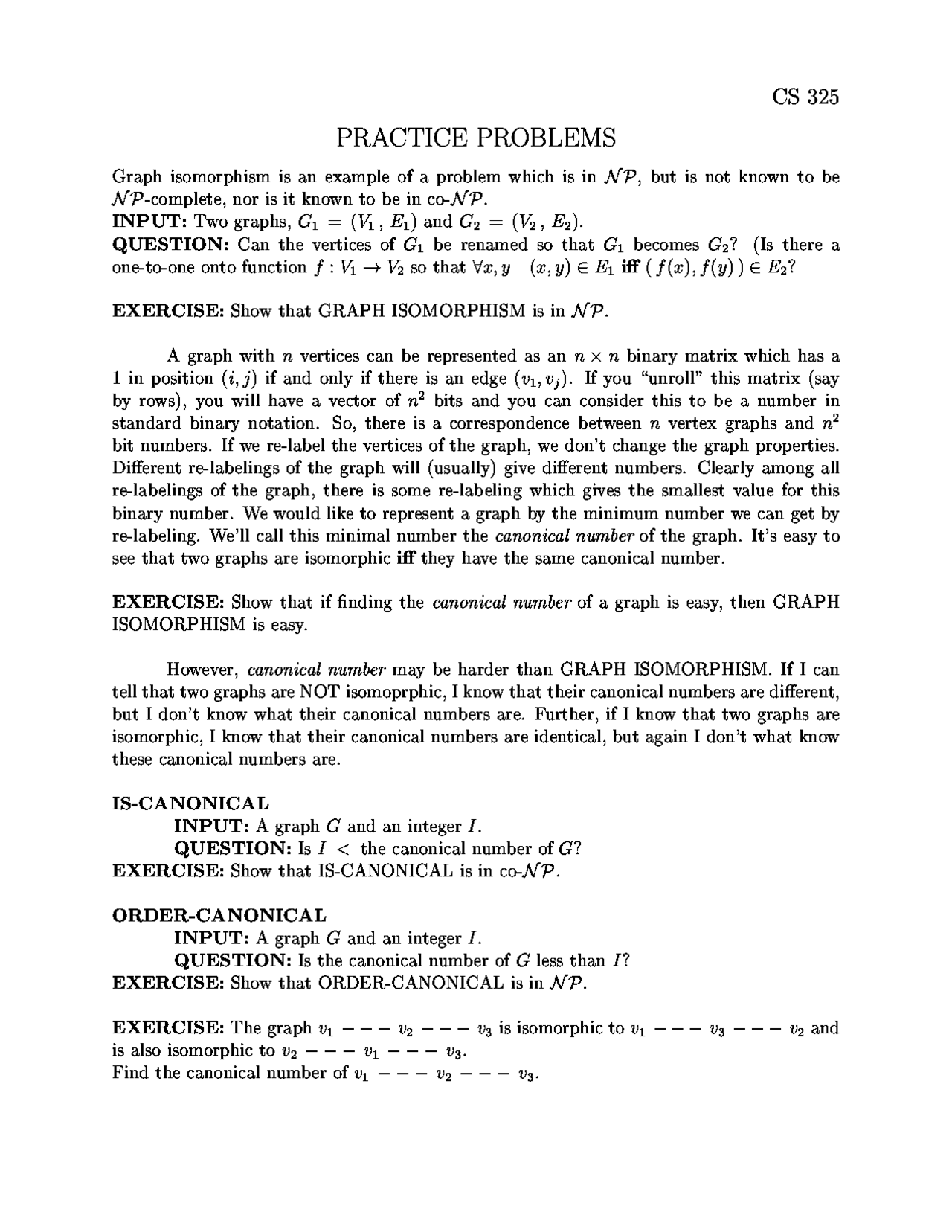 Exercises Practice Problems For Analysis Of Algorithms Cs 325 Docsity