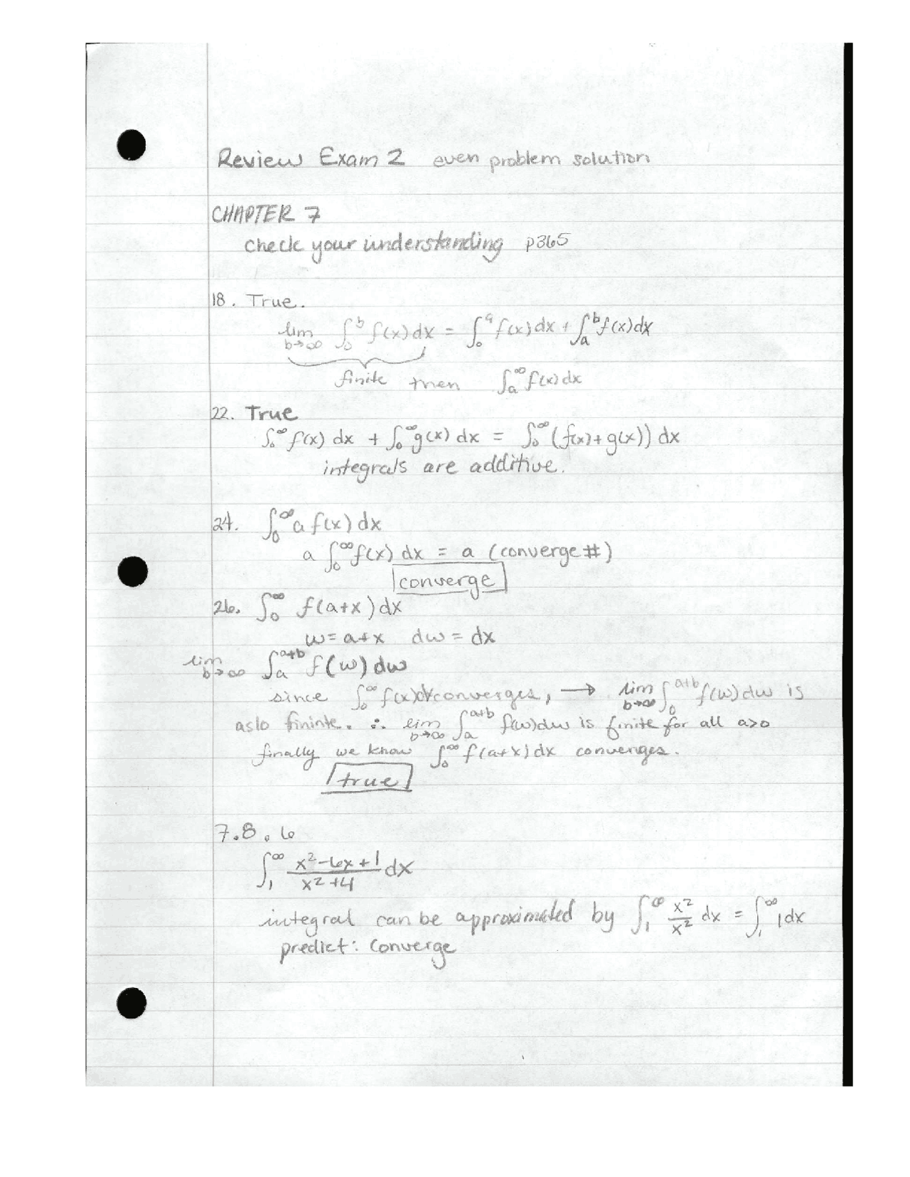 Problems Solutions For Calculus Ii Review Exam Ii Math 129 Docsity