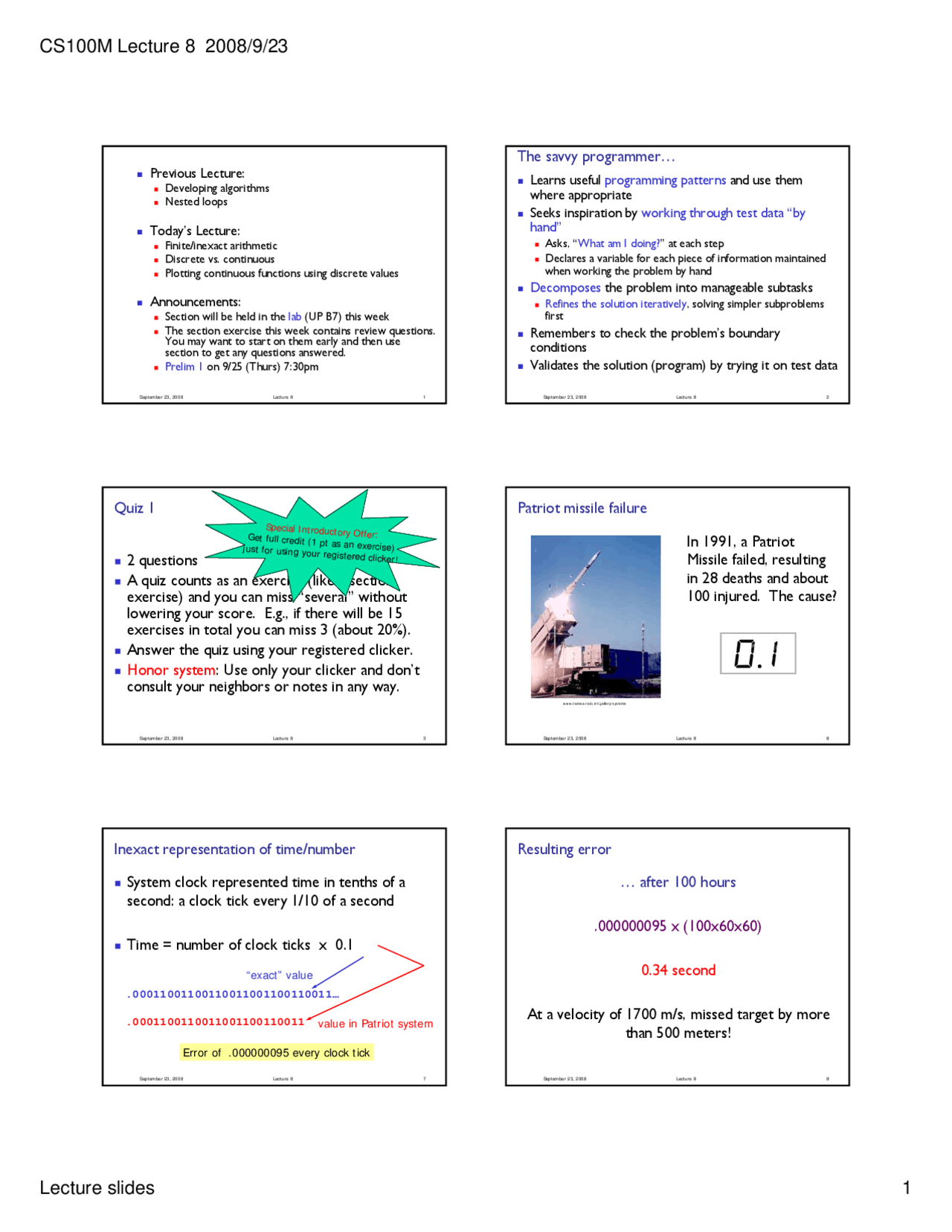 Finiteinexact Arithmetic Discrete Vs Continuous Cs 1112 Docsity