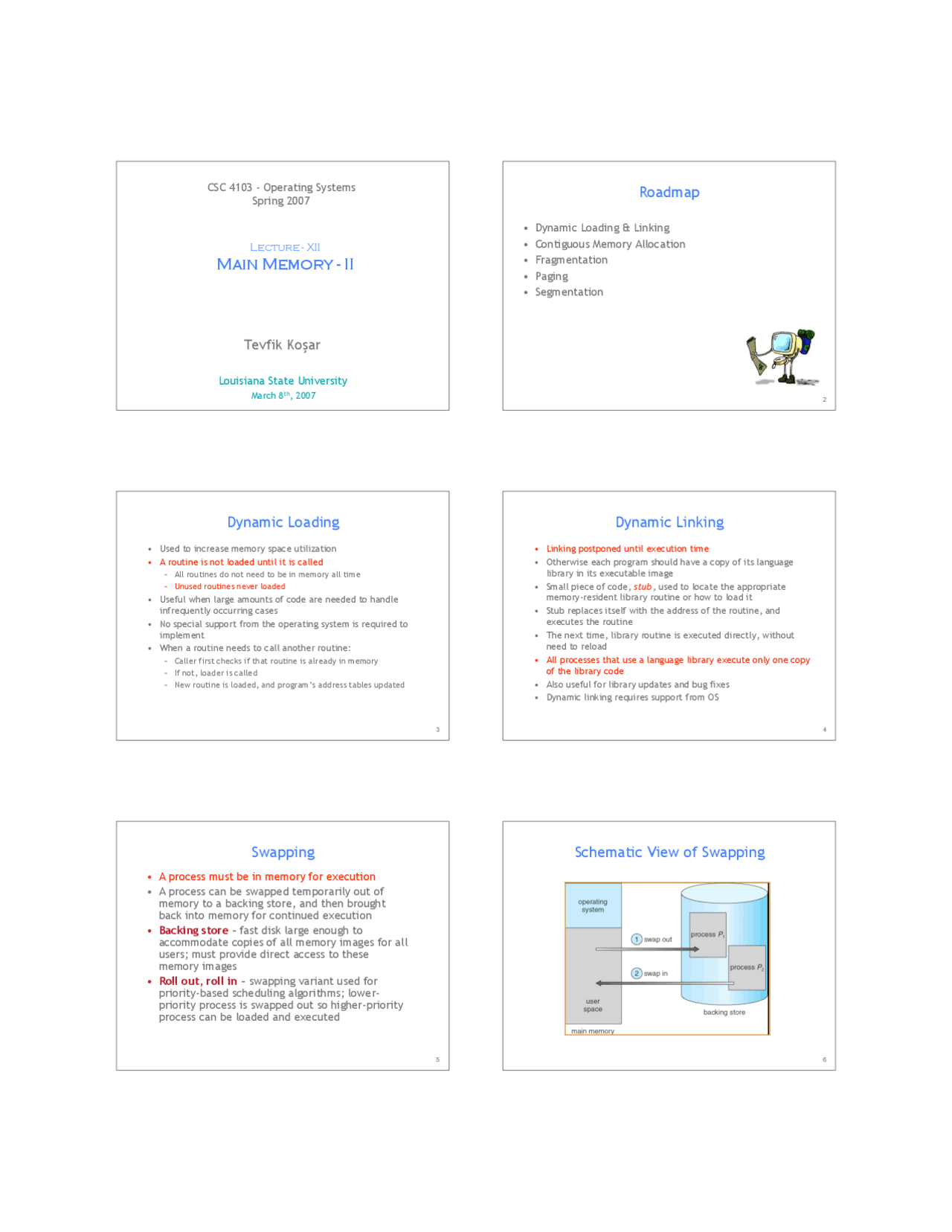 Lecture Slides On Memory Roadmap Operating Systems Csc 4103 Docsity