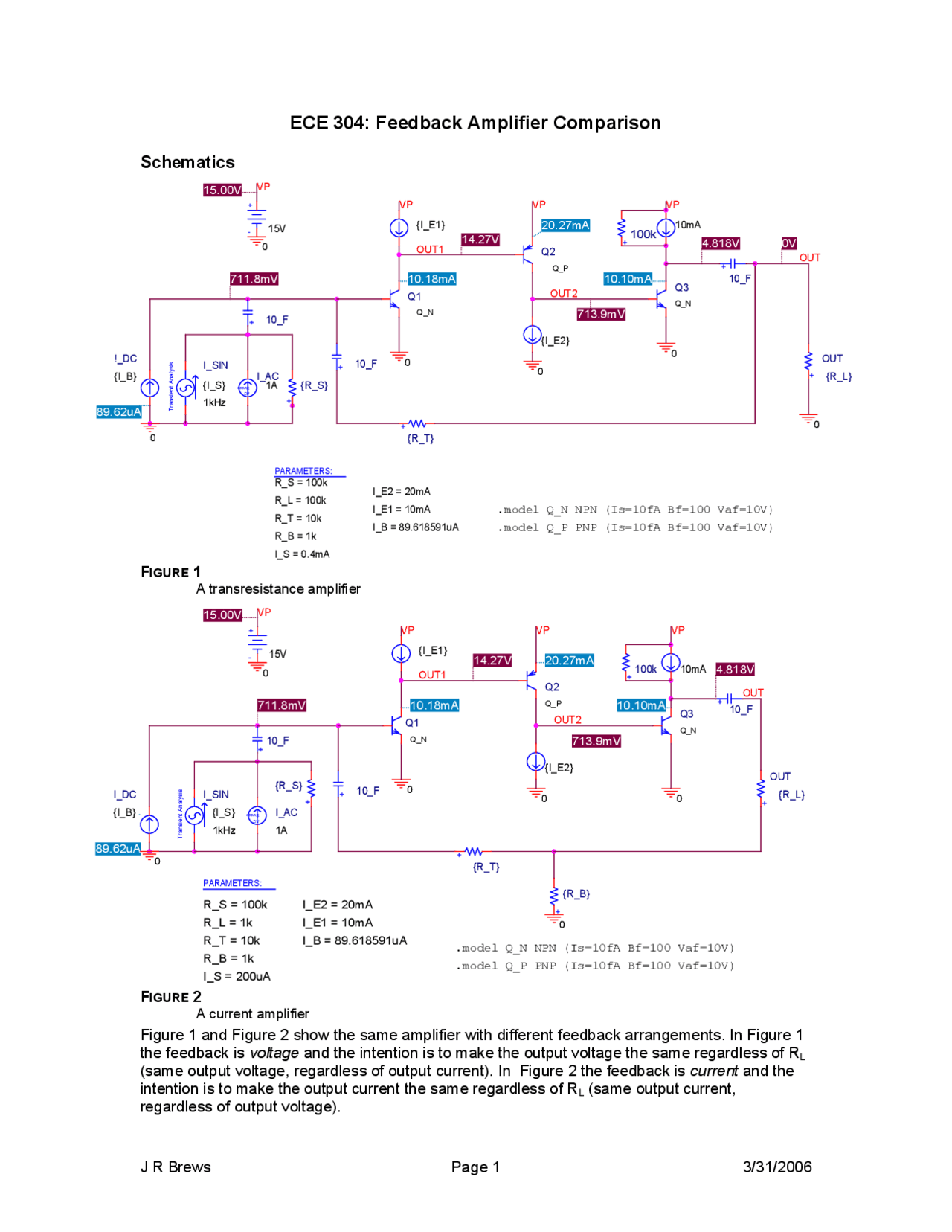 Notes On Feedback Amplifier Comparison Design Of Electronic Circuits