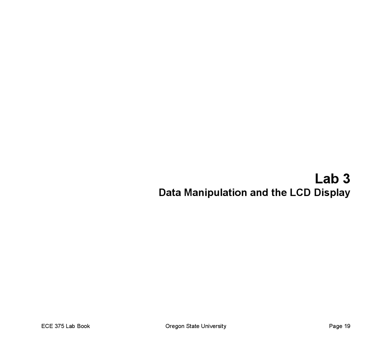 Data Manipulation And The Lcd Display Lab 3 Ece 375 Docsity