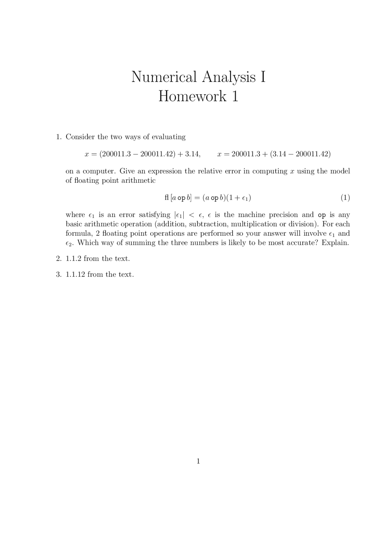 Solved Problems On Numerical Analysis I Assignment 1 Math 4610