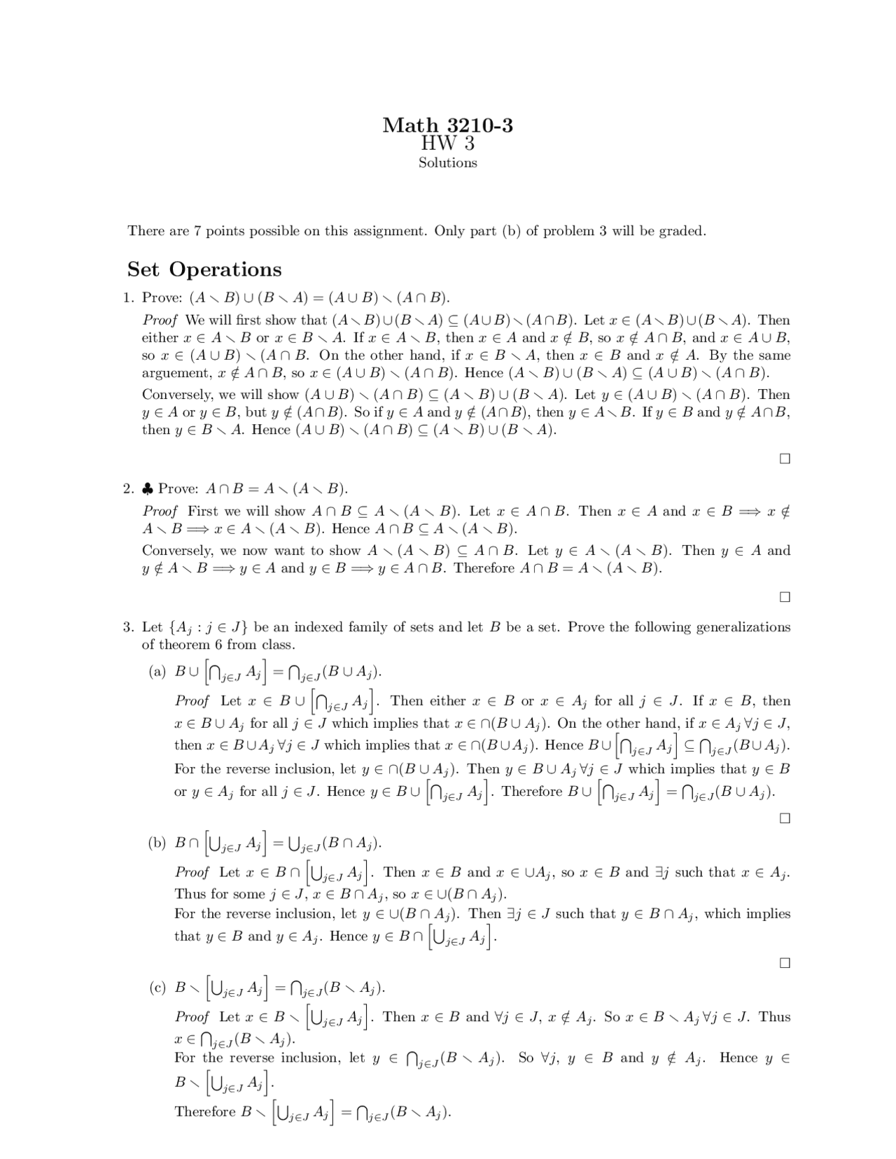 Solutions For Homework 3 Foundations Of Analysis I Math 3210