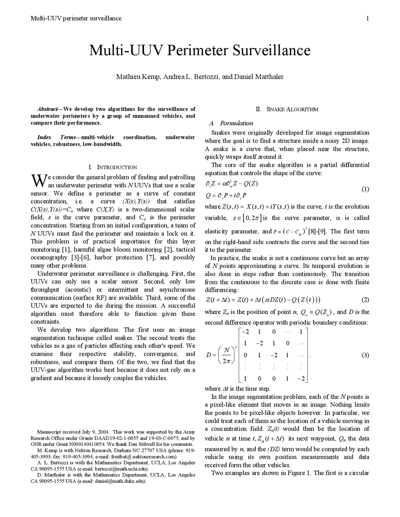 Multi-UUV Perimeter Surveillance - Project | MATH 0209A - Docsity