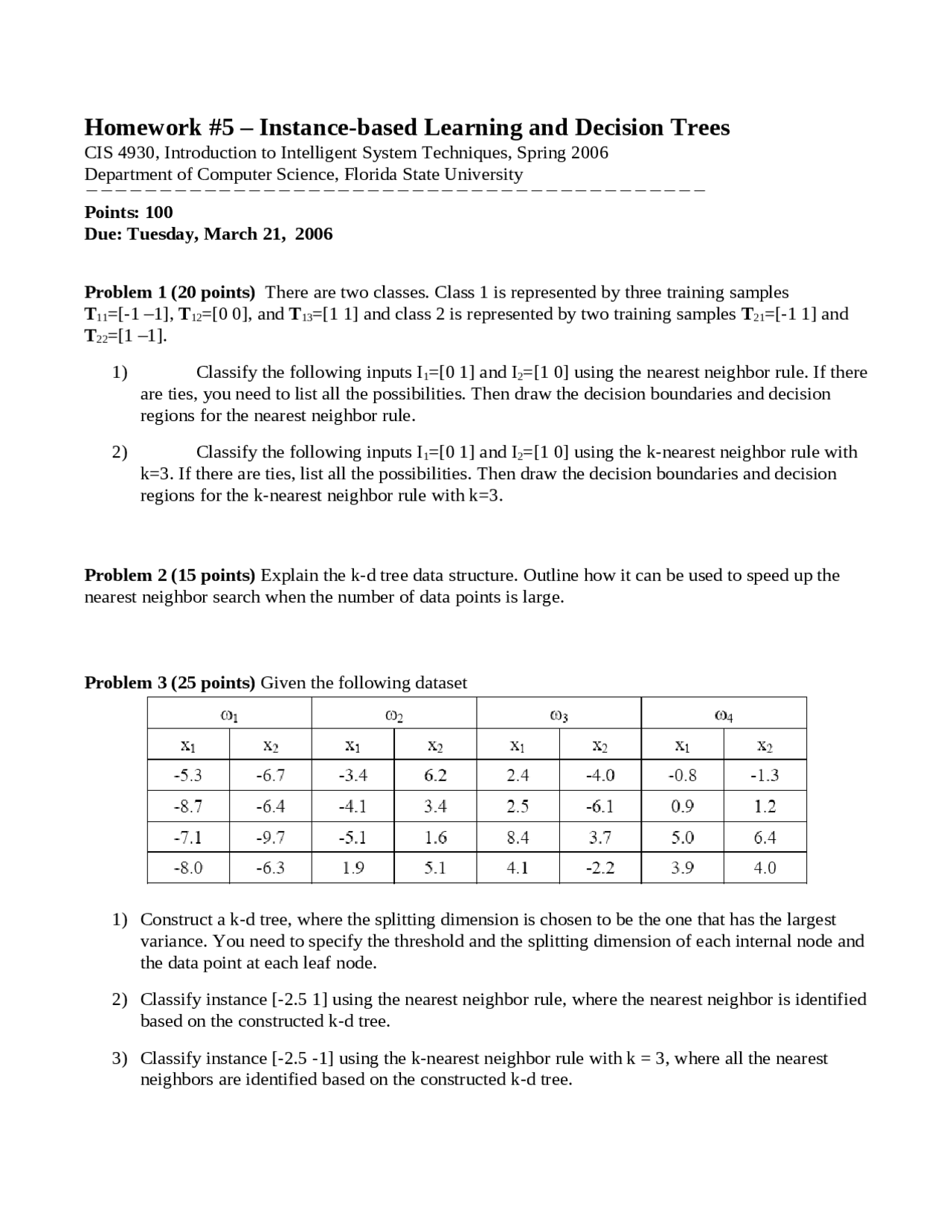Homework 5 Instance Based Learning And Decision Trees Cis 4930