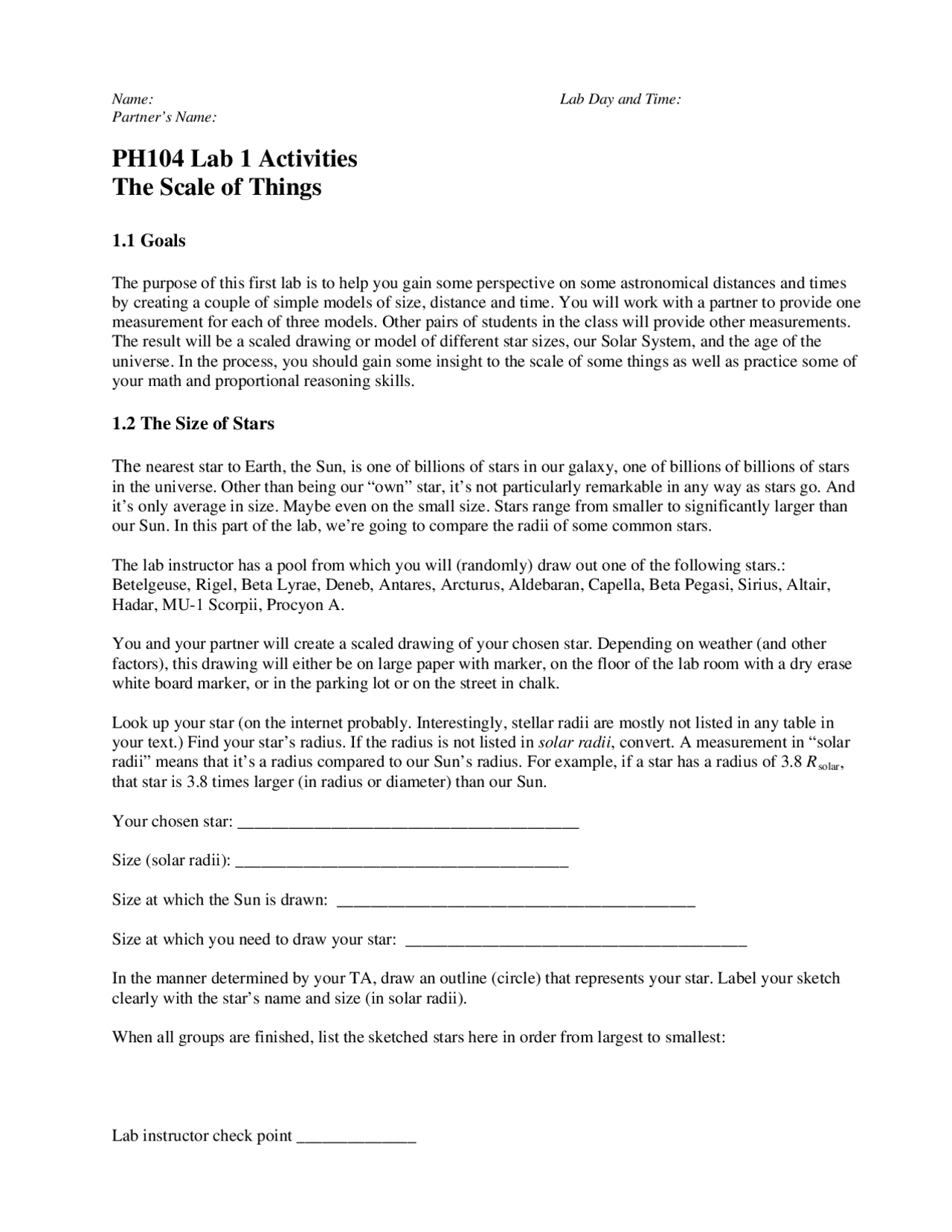 The Scale of Things - Descriptive Astronomy | PH 104 - Docsity