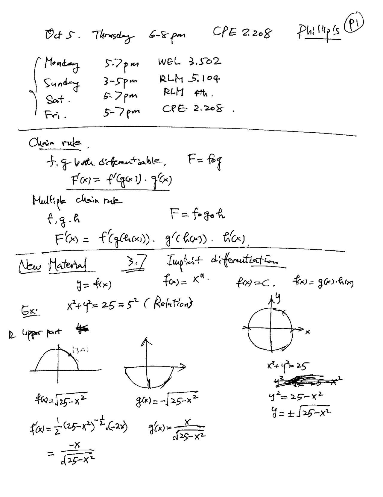 Problems on Differential Calculus - Handwritten Notes | M 408K - Docsity