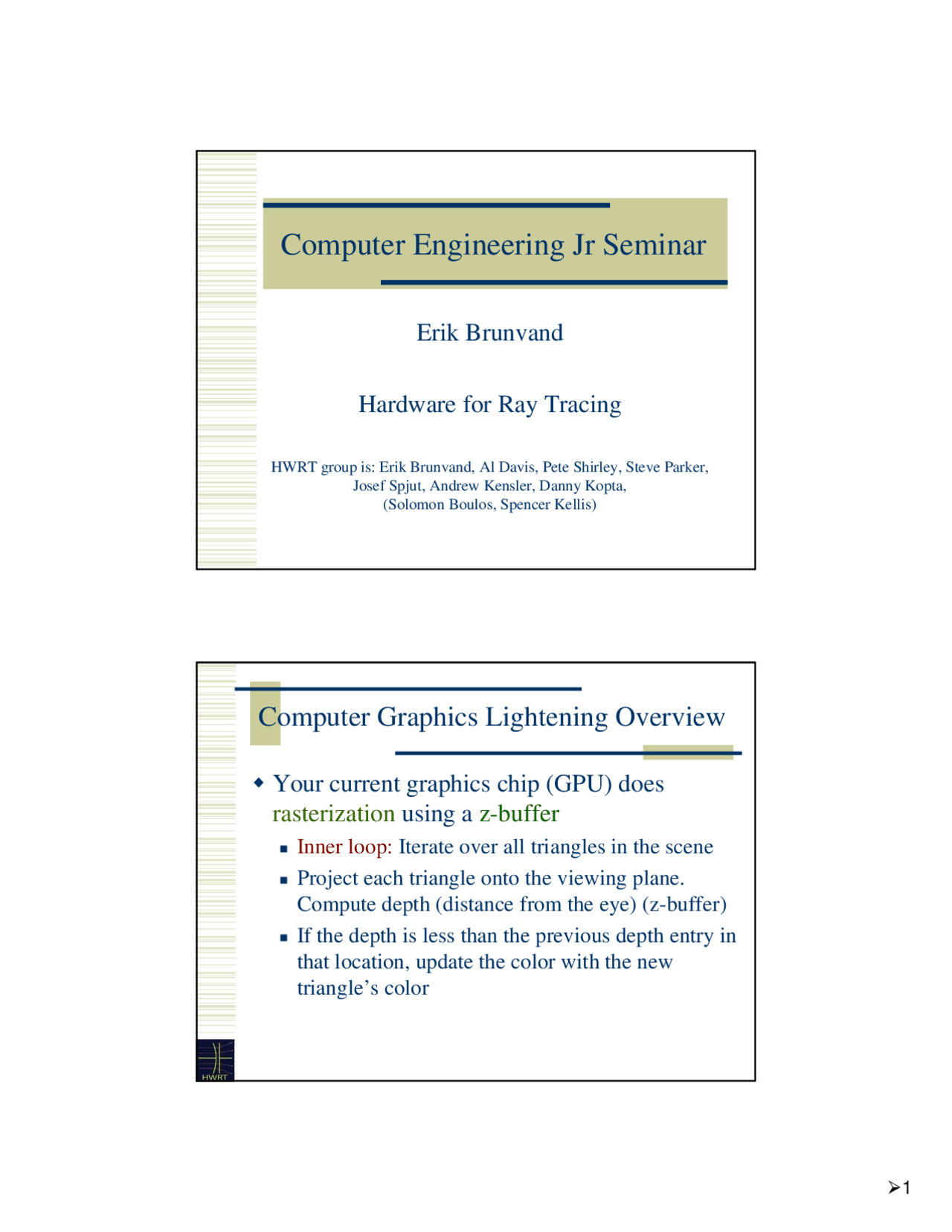Hardware For Ray Tracing Project Report Ece 3991 Docsity
