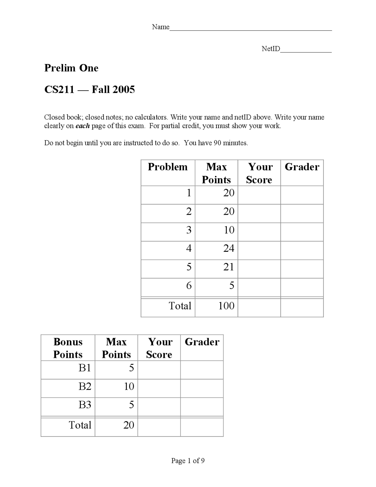 6 Problems For Exam 1 Object Oriented Programming And Data Structures Cs 2110 Docsity 