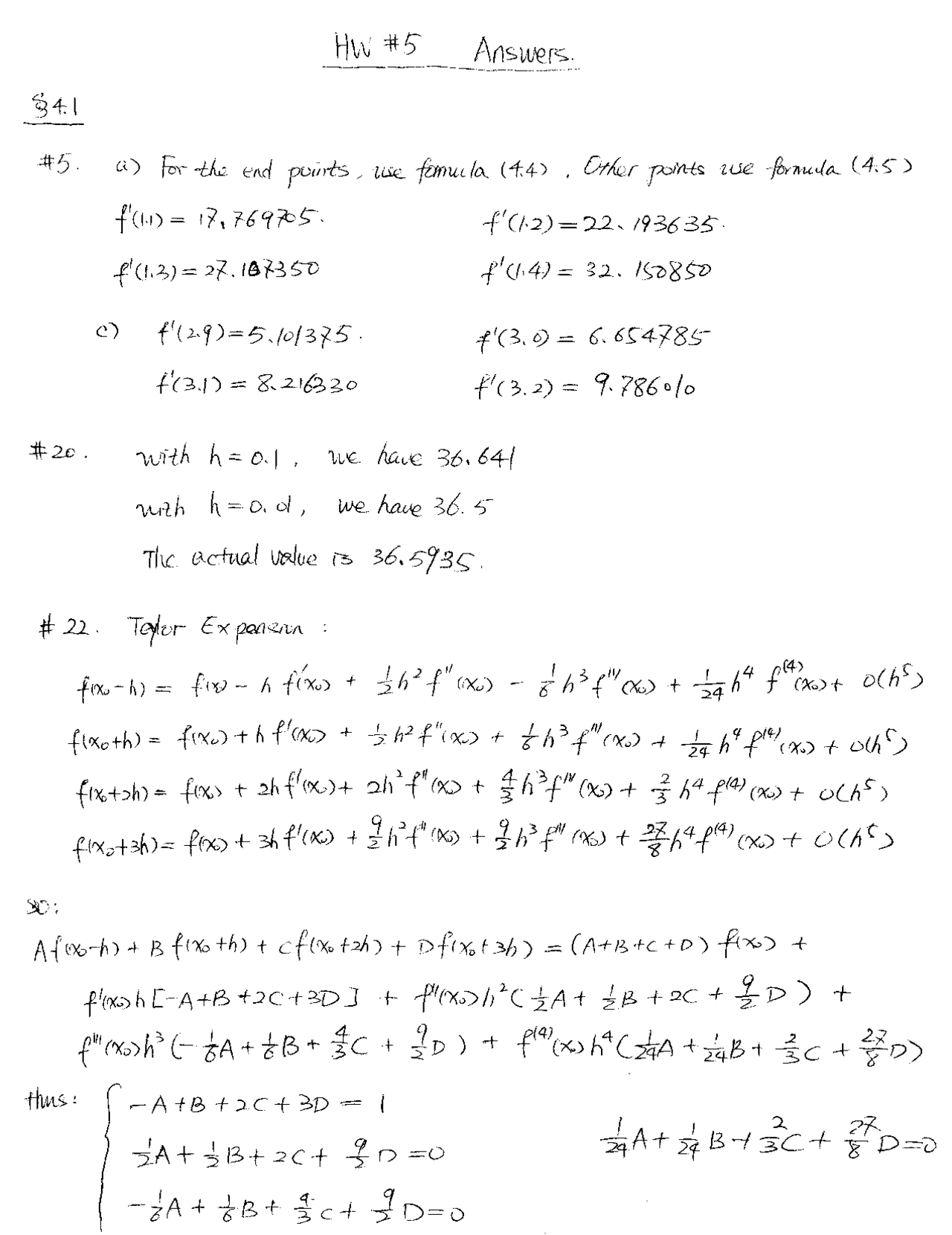 Homework 5 With Answer Key For Science Computation M 348 Docsity