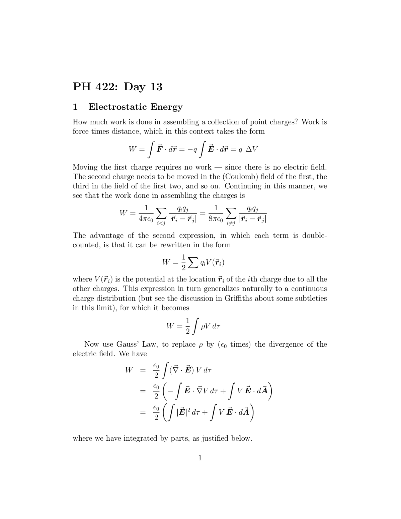 Notes On Electrostatic Energy Paradigms In Physics Static Vector