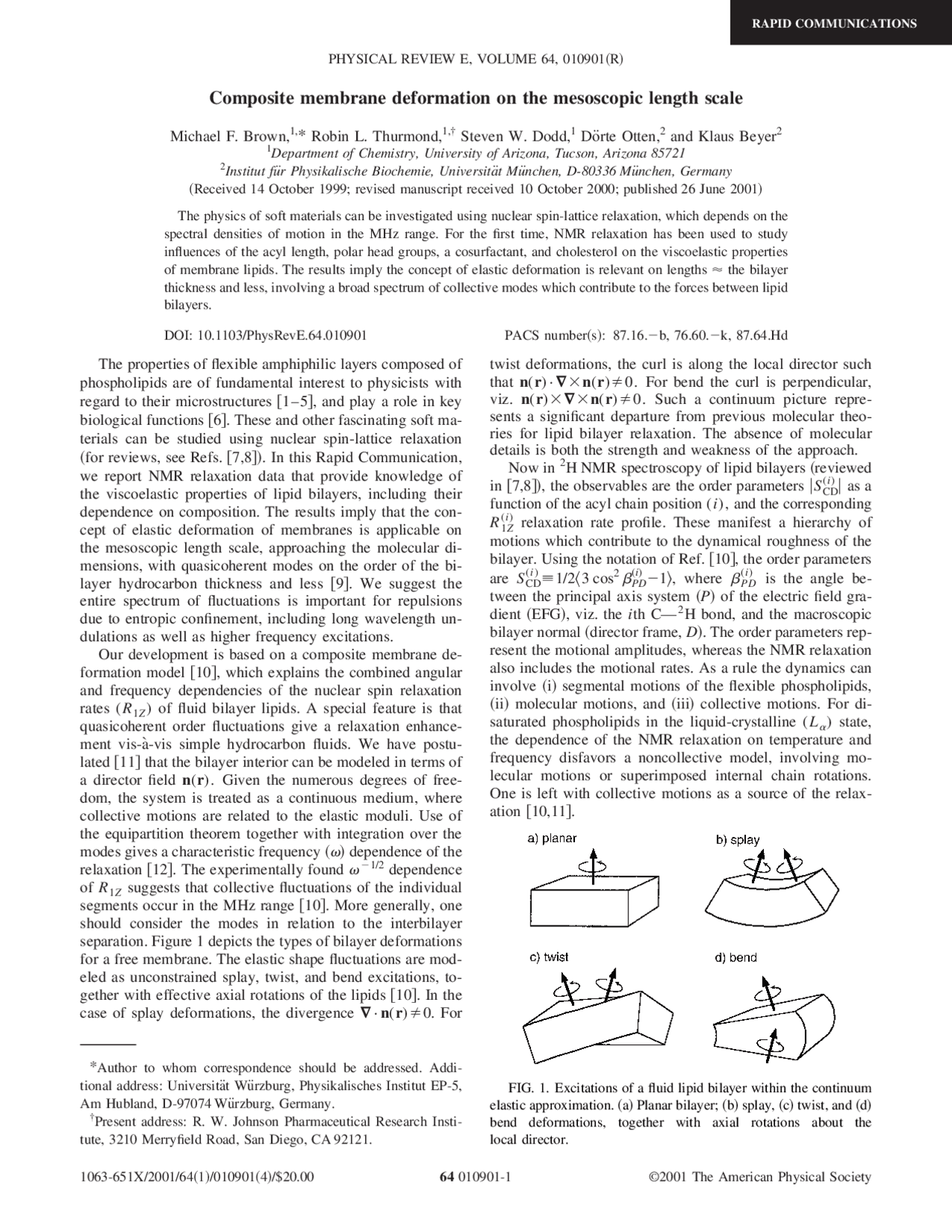 Composite Membrane Deformation on the Mesoscopic Length Scale | PHYS 107 - Docsity