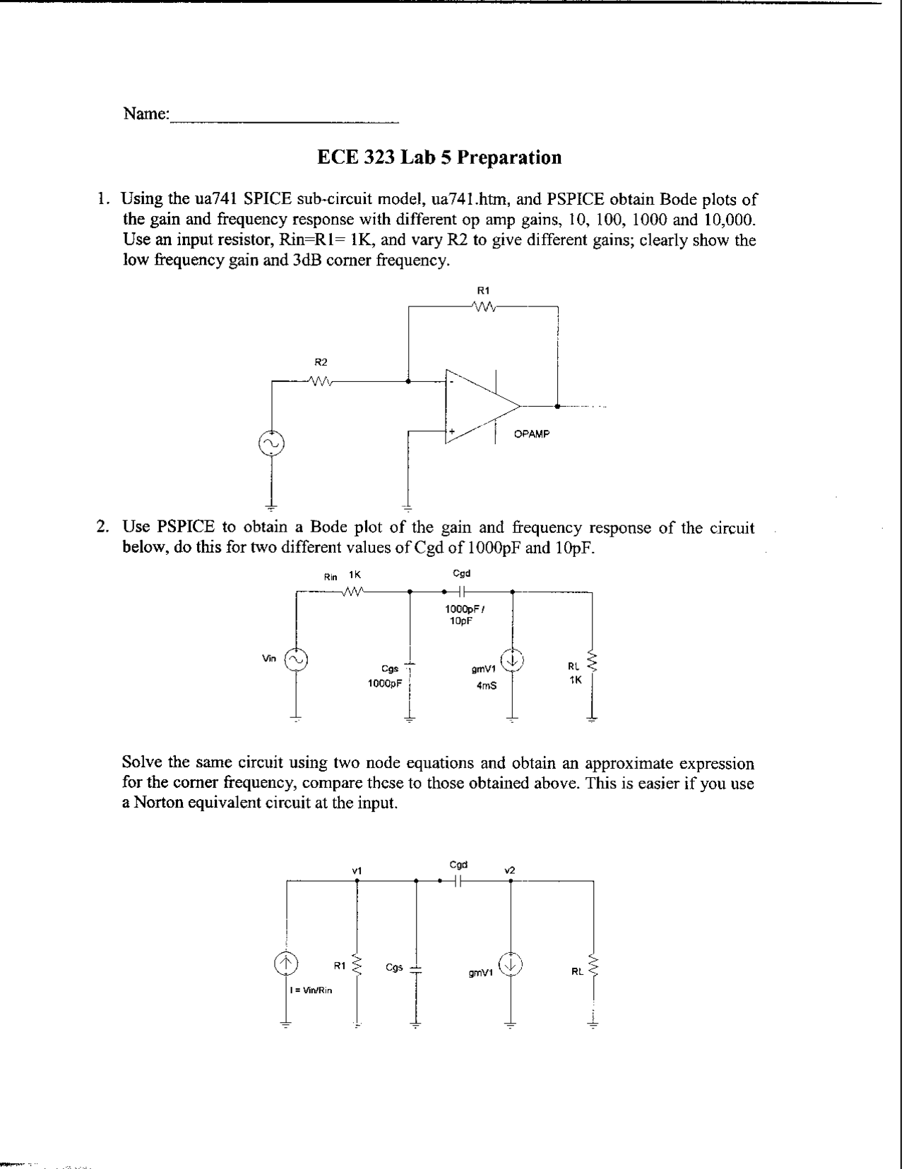 Laboratory 5 Preparation Electronics Ii Ece 323 Docsity