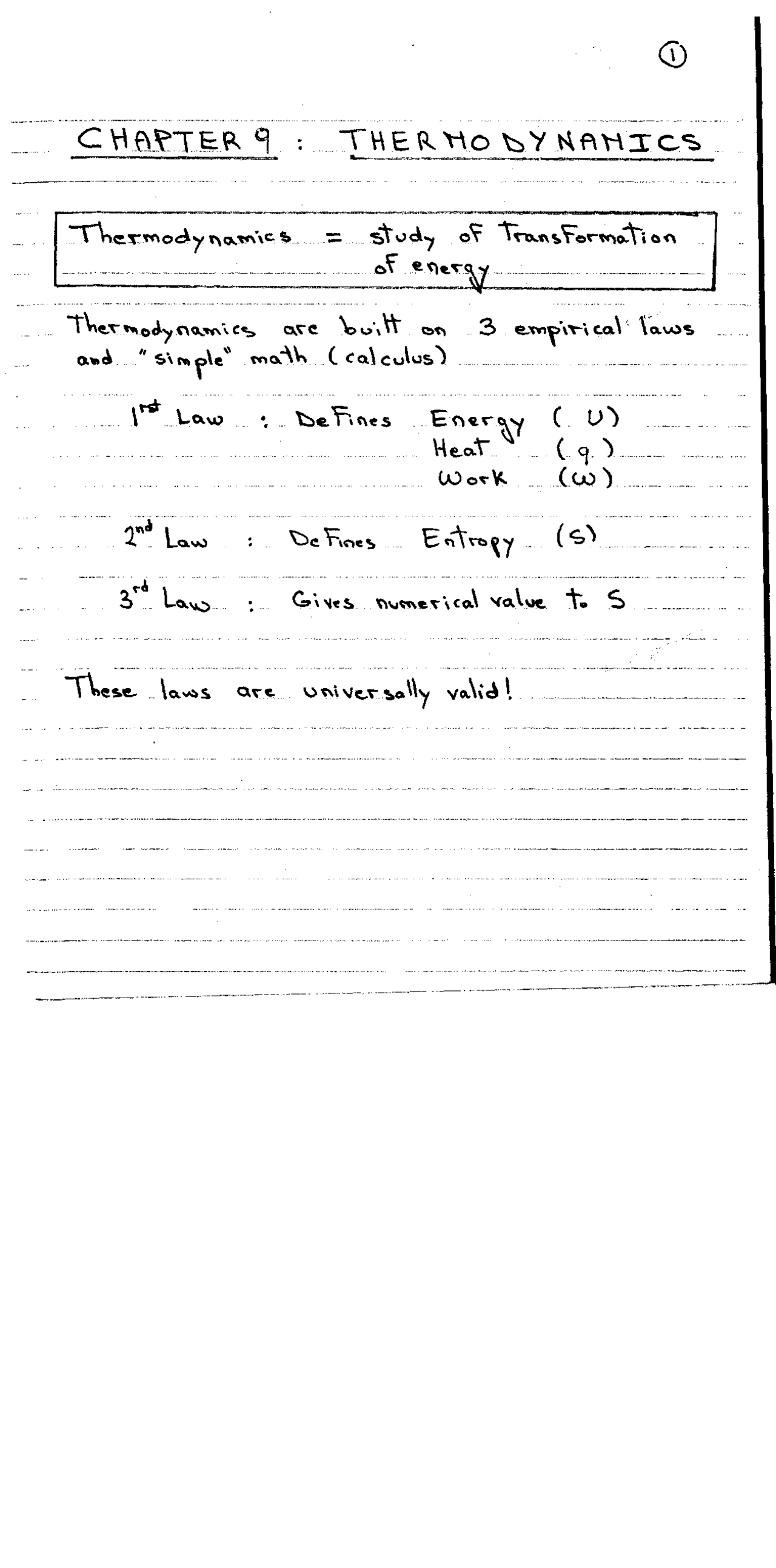 Thermodynamics Honors General Chemistry Lecture Notes Chem 2b