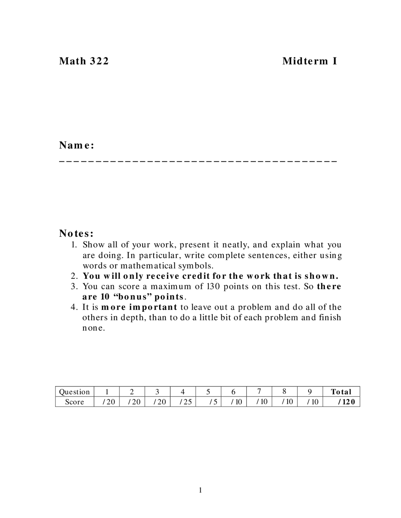9 Questions On Mathematical Analysis For Engineers Exam Math 322