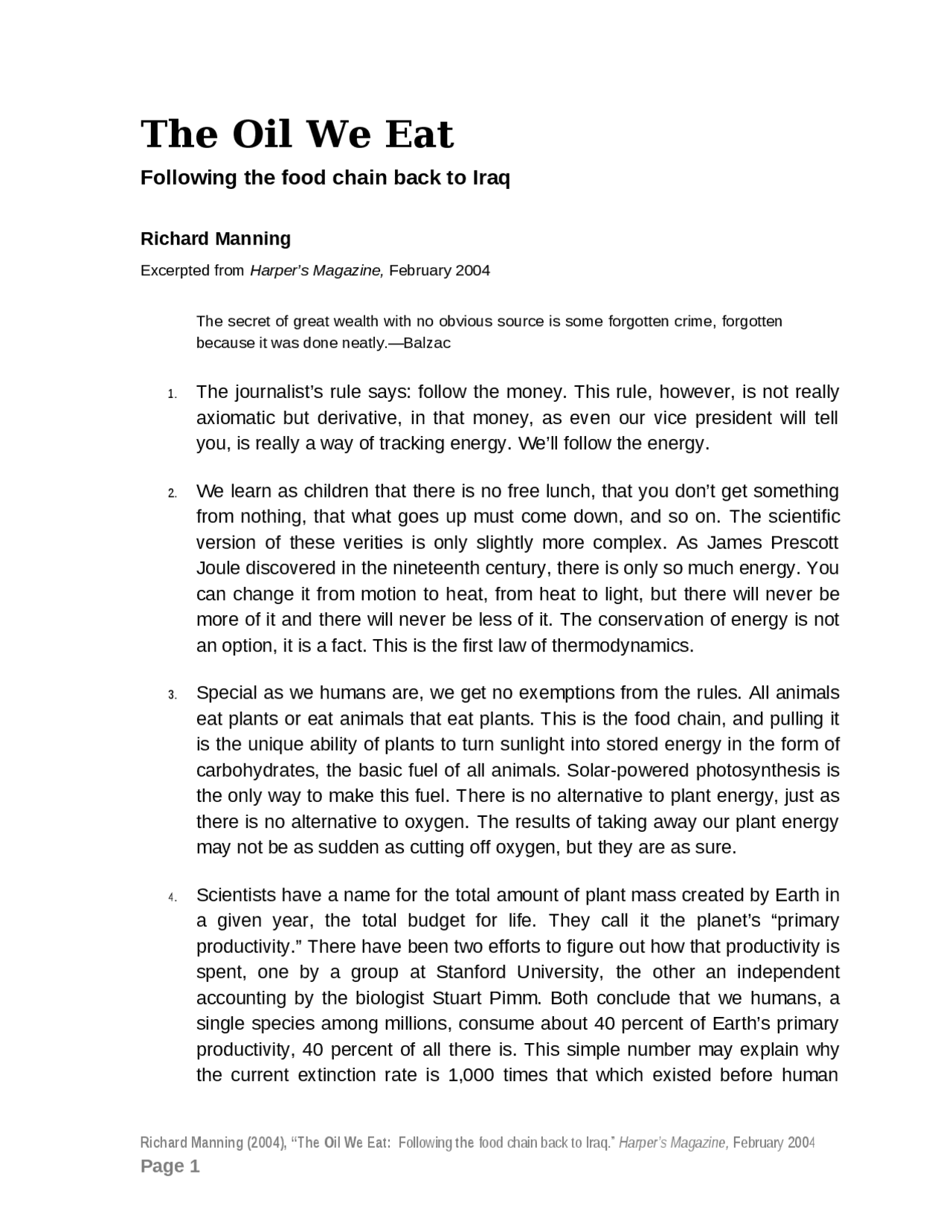 Paper for The Oil we Eat Food Chain | LING 12 - Docsity