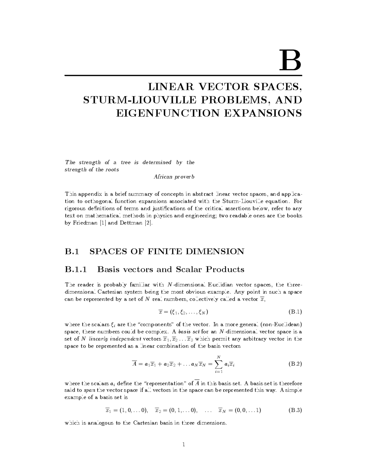 Linear Vector Spaces Sturm Liouville Problems And Eigenfunction Expansions Class 201 Docsity