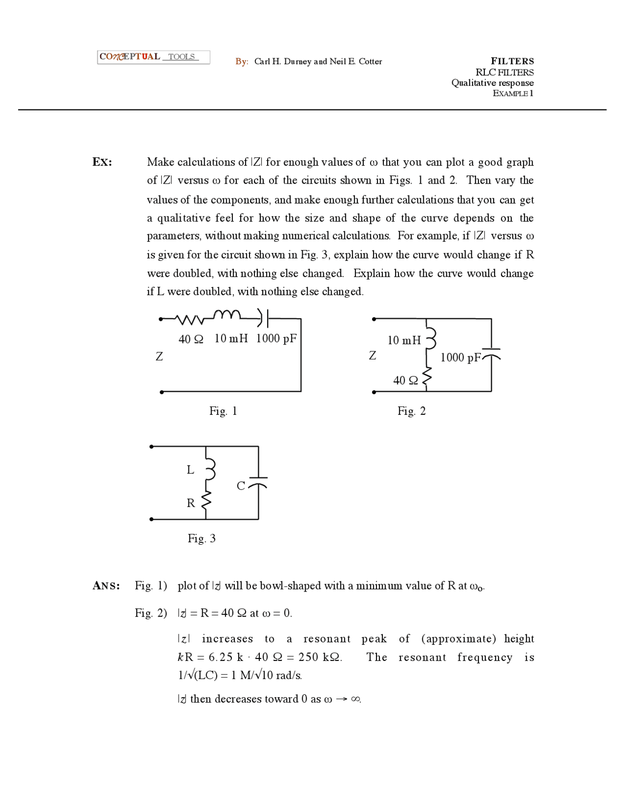 Rlc Filters Qualitative Response Example 1 Ece 2260 Docsity