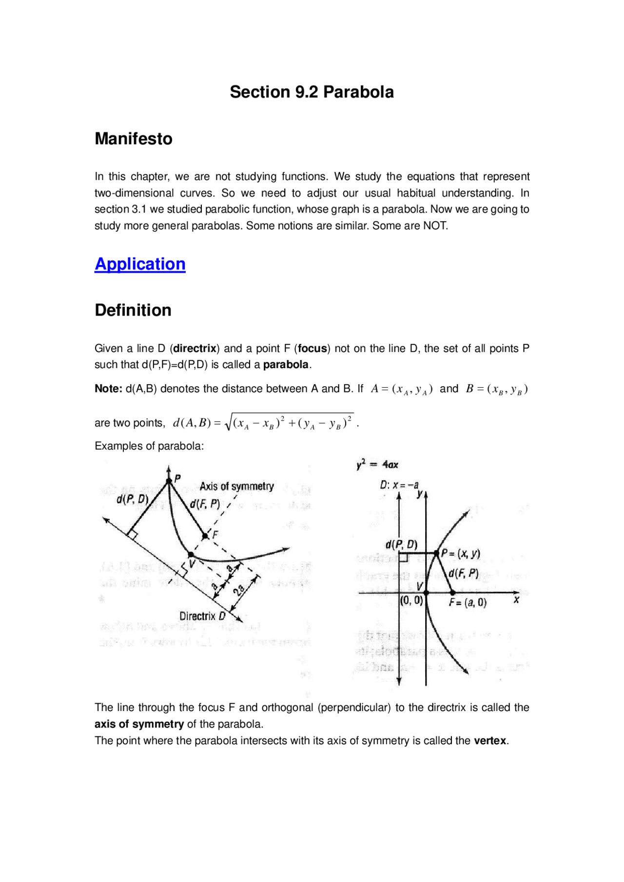 Applications of Parabola of Precalculus Algebra - Lecture Notes | MAC ...