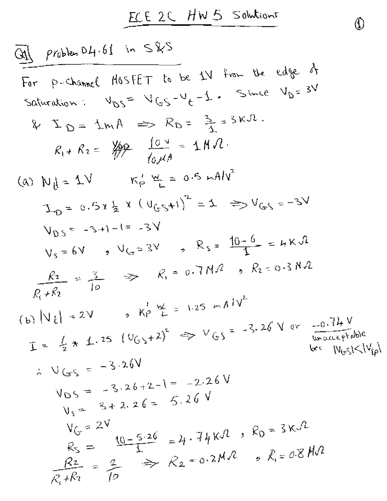 Homework 5 Solutions Circuits Devices And System Ece 2c Docsity