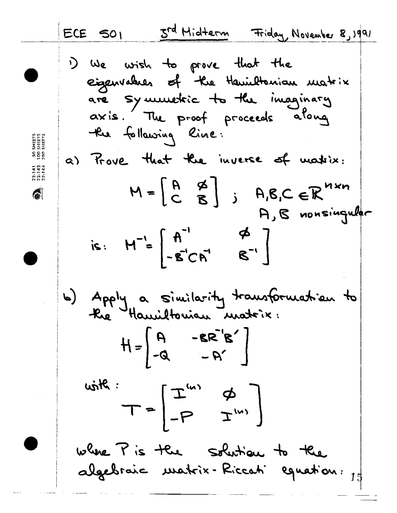 3 Solved Questions On Open Loop Systems In Linear Systems Theory Ece
