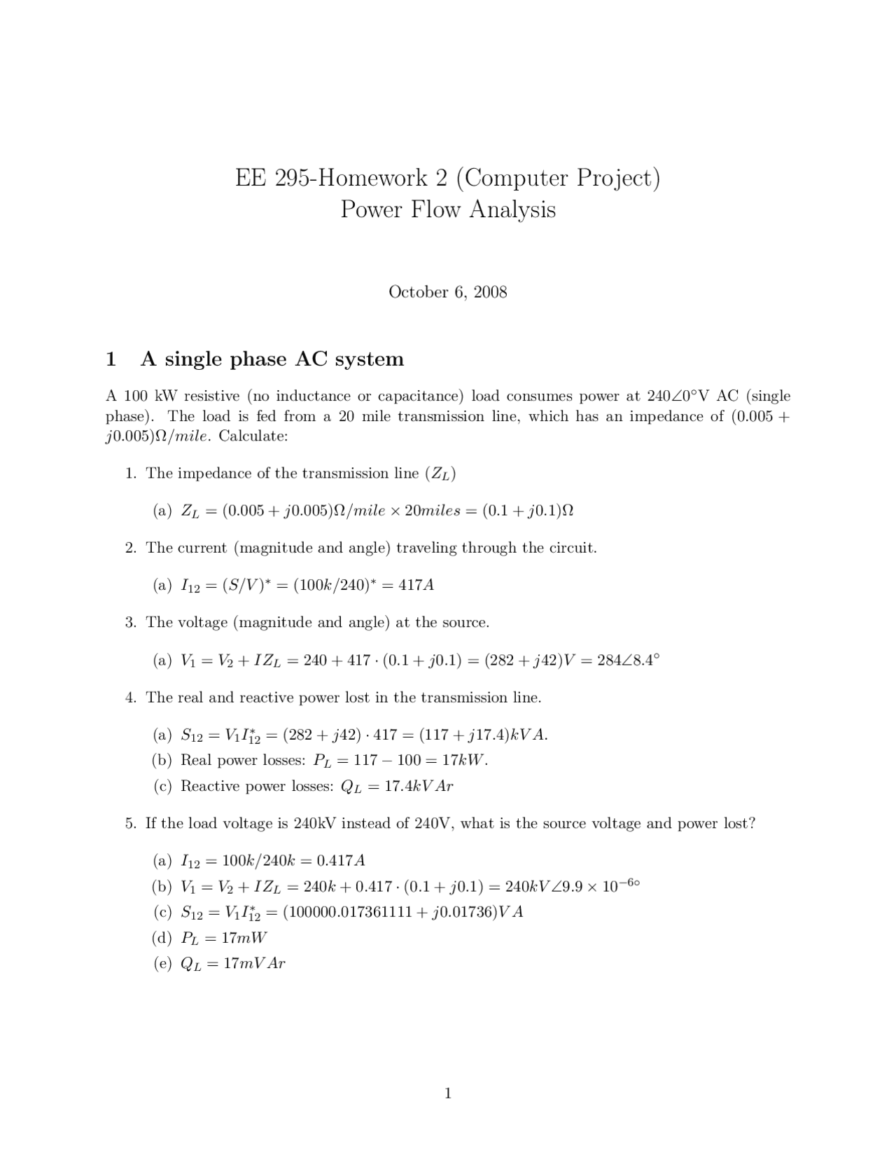 Fiber Optics Power Flow Analysis Assignment 2 Ee 295 Docsity