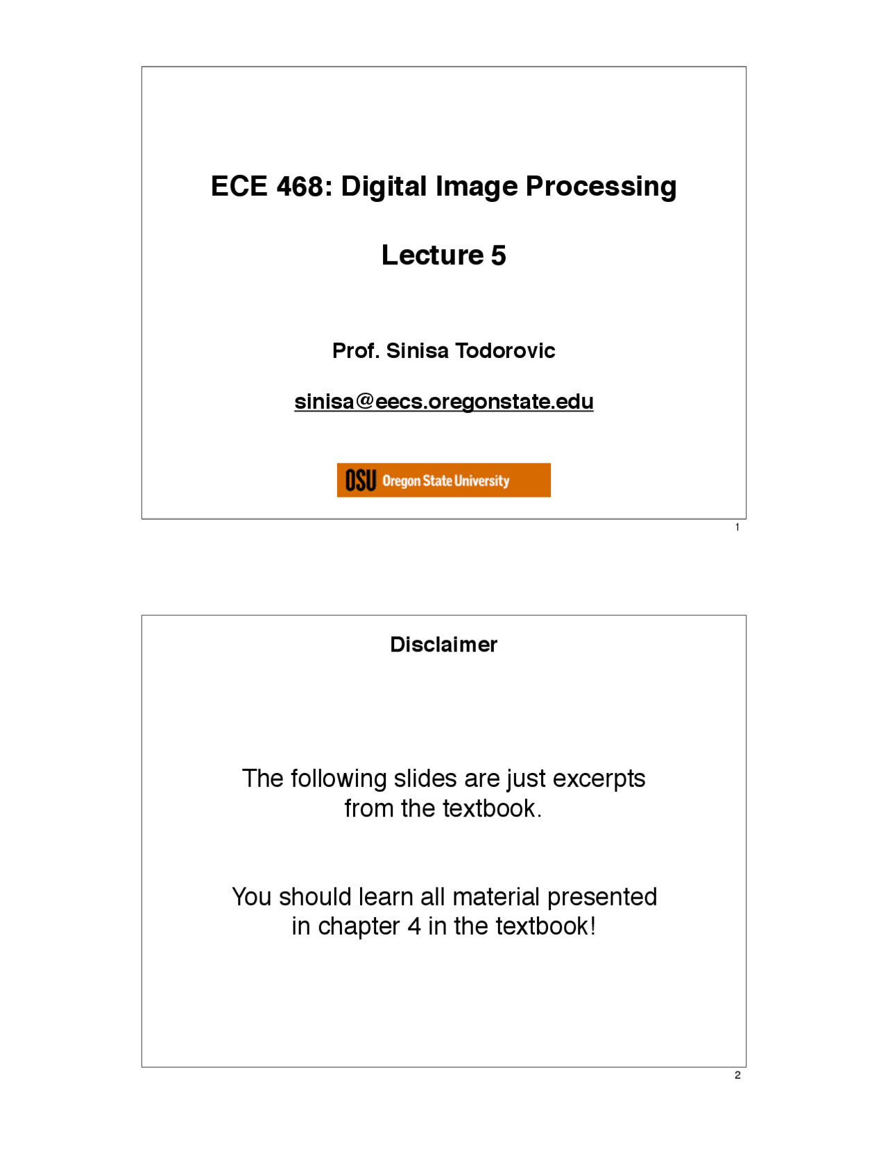 Filtering In The Frequency Domain Lecture Slides Ece 468 Docsity