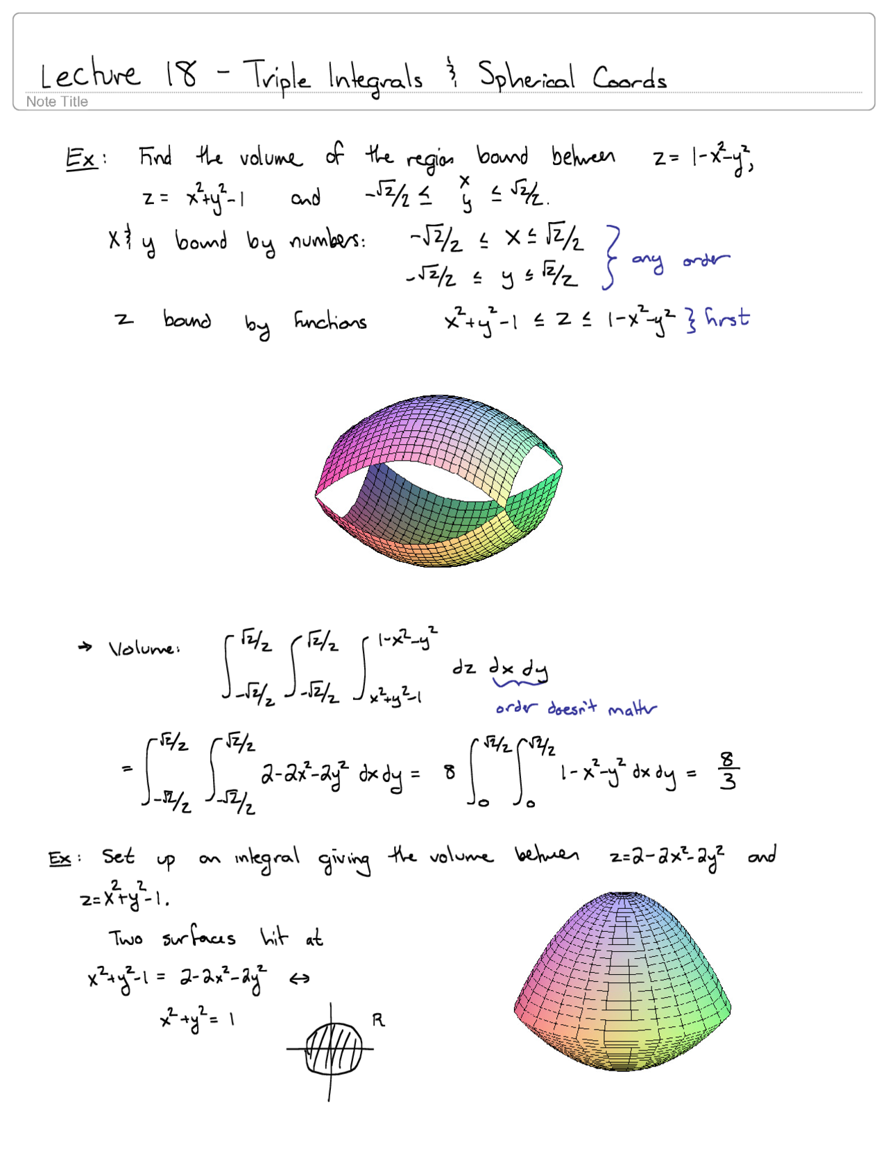 Triple Integrals And Spherical Cards Functions Math 2310 Docsity