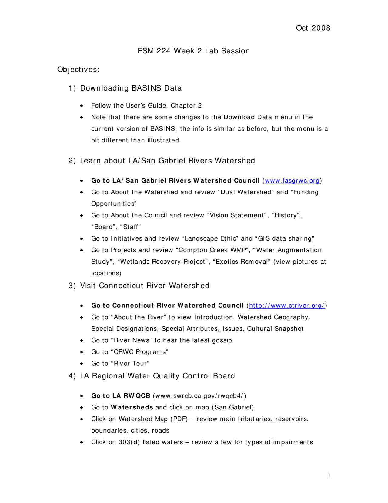 Assignment For Downloading Basins Data Esm 224 Docsity