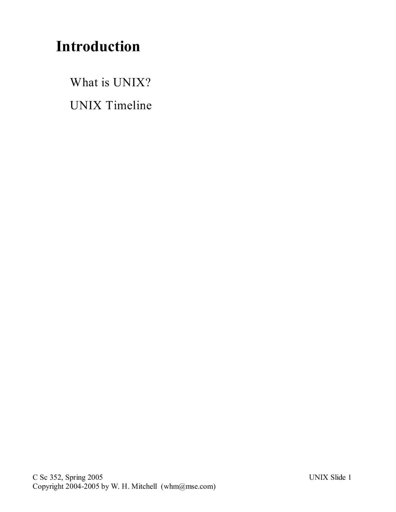 What is UNIX - Project 1 - Spring 2005 | C SC 352 - Docsity