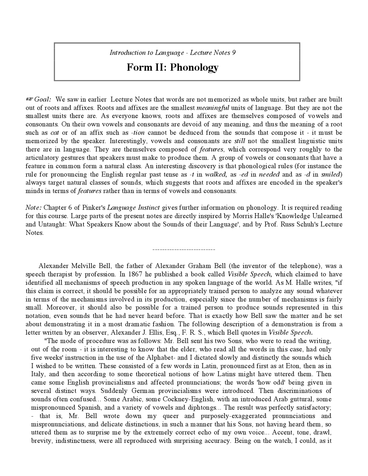 Introduction to Study of Language - Lecture Notes | LING 1 | Study ...