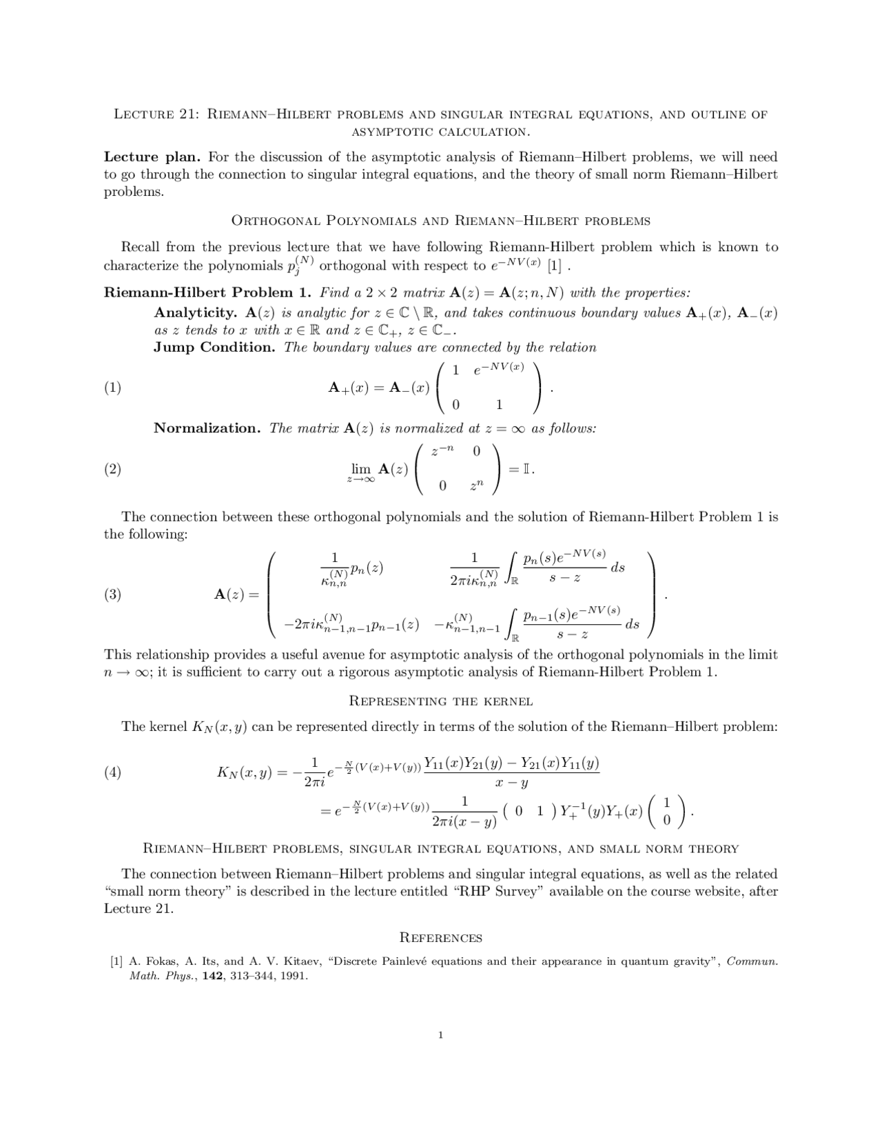 Notes On Riemann Hilbert Problems And Singular Integral Equations