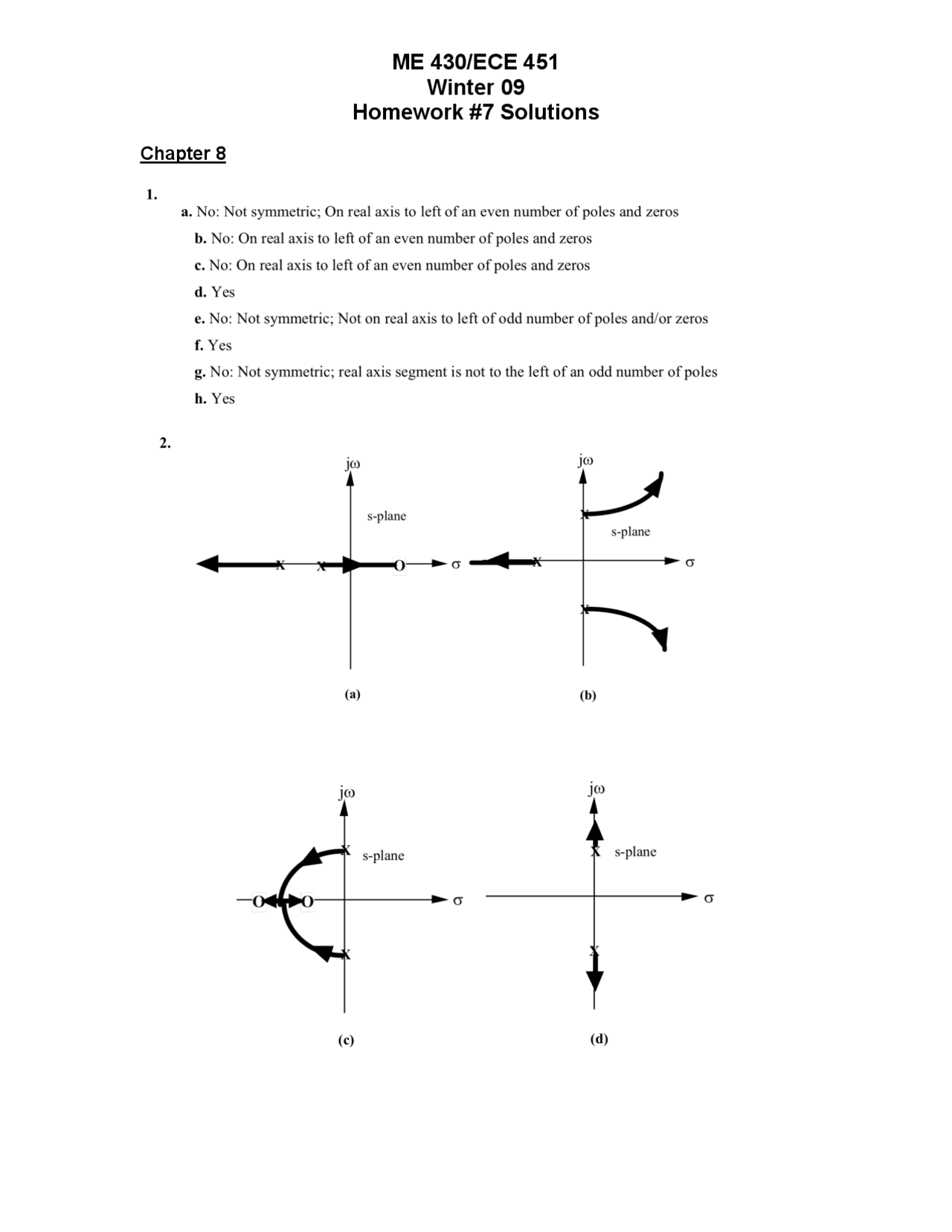 Assignment 7 Solutions System Dynamics And Controls Me 430 Docsity