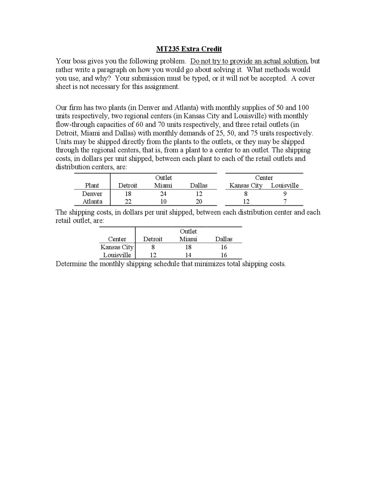 Practice Assignment - Mathematics for Management Science | MT 235 - Docsity