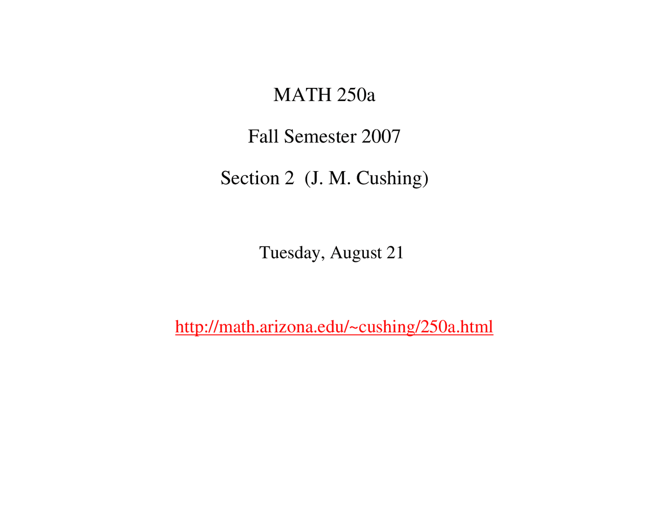 Linear Function And Its Application Lecture Notes Math 250a Docsity