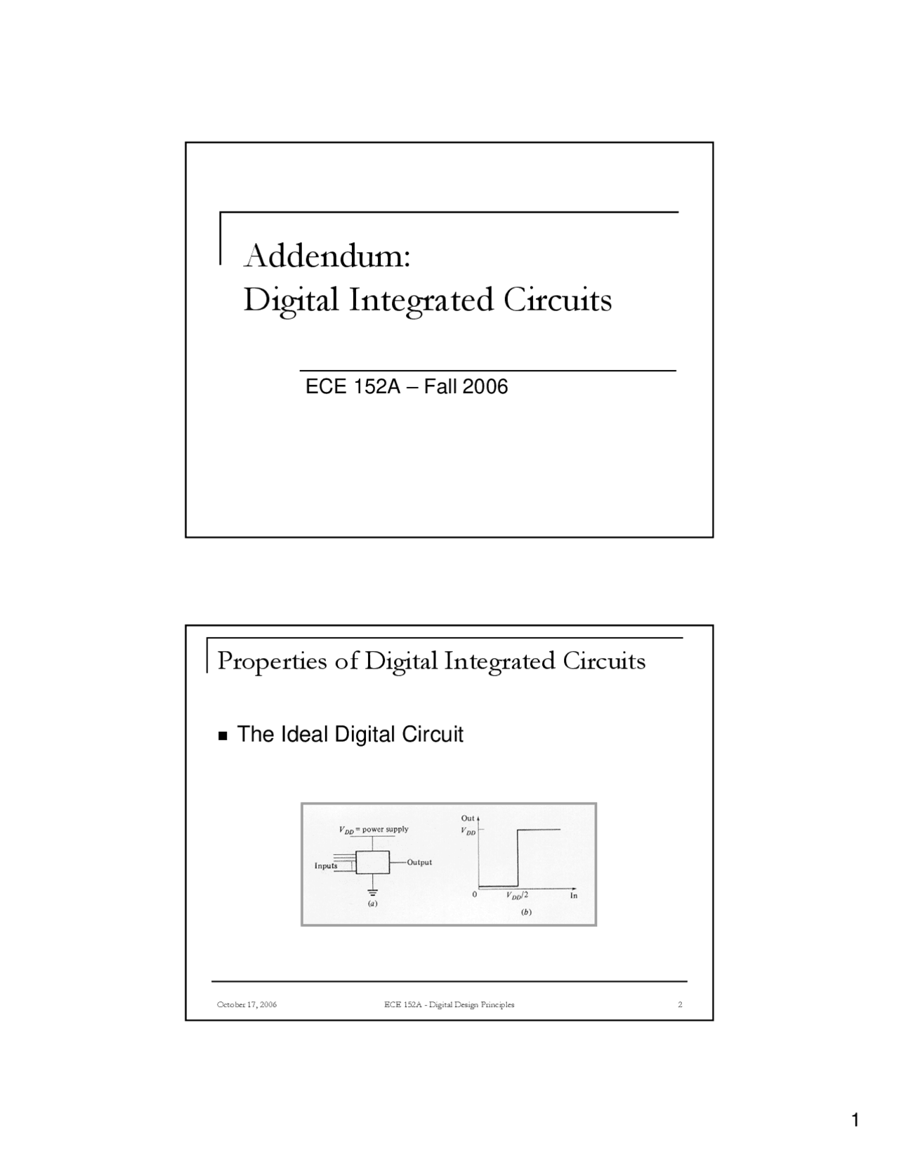 Lecture Slides Digital Integrated Circuits Ece 152a Docsity