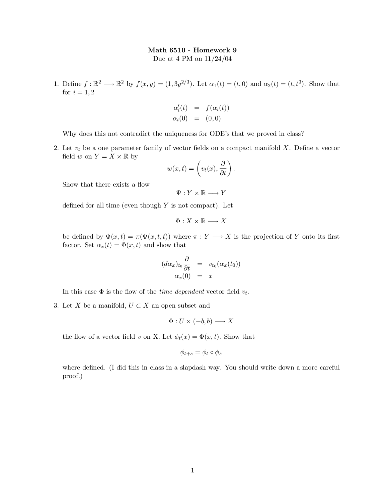 Practice Assignment 9 Differentiable Manifolds Math 6510 Docsity