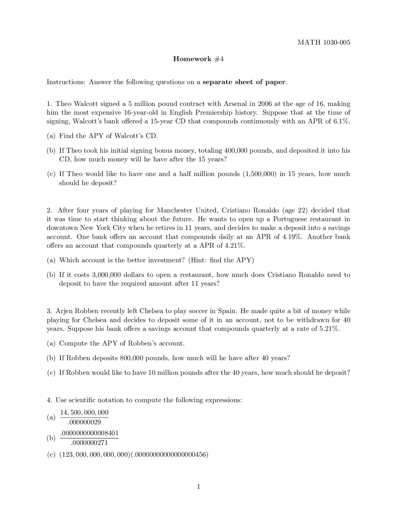 Quantitative Reasoning Practice Assignment 4 Math 1030 Docsity