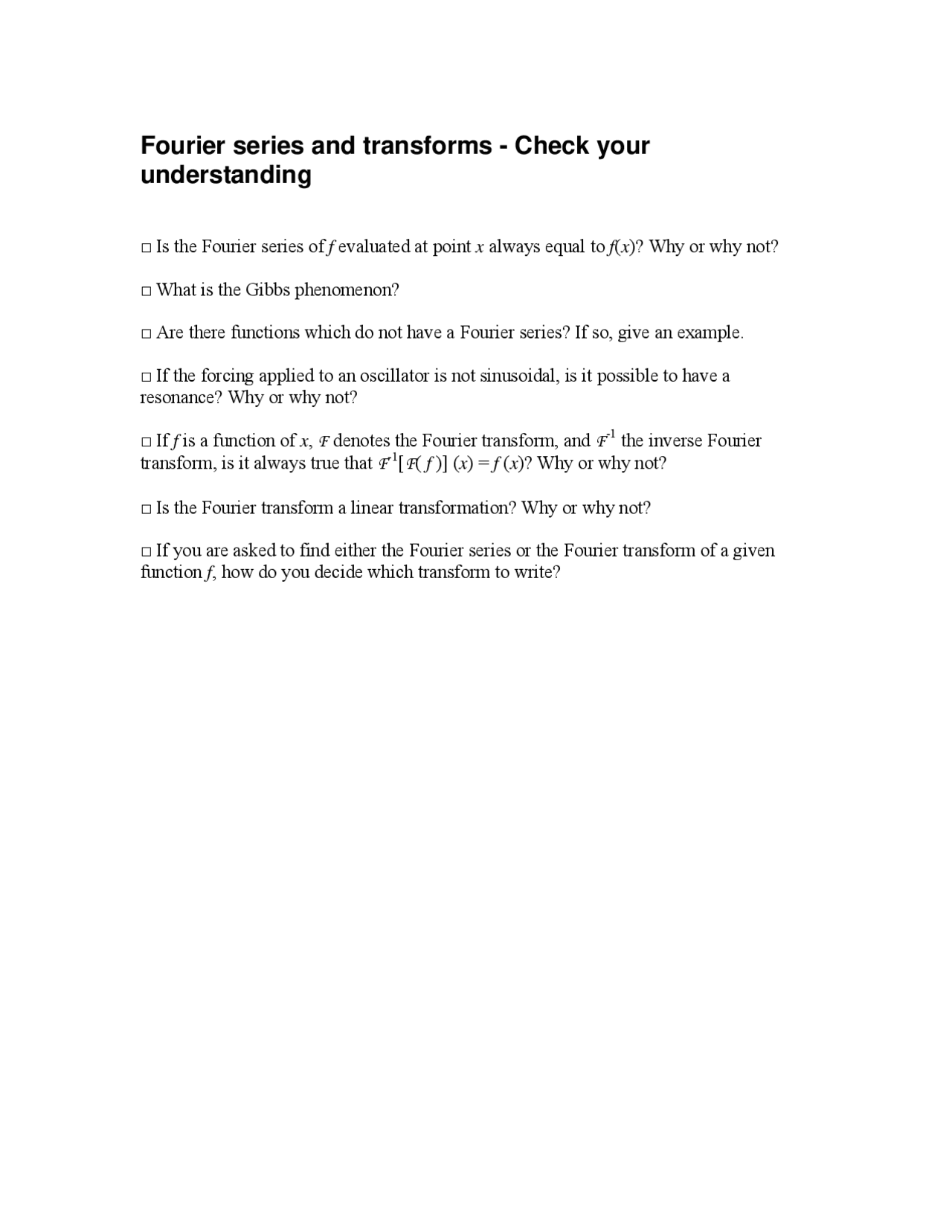 Transforms - Mathematical Analysis for Engineers - Notes | MATH 322 ...