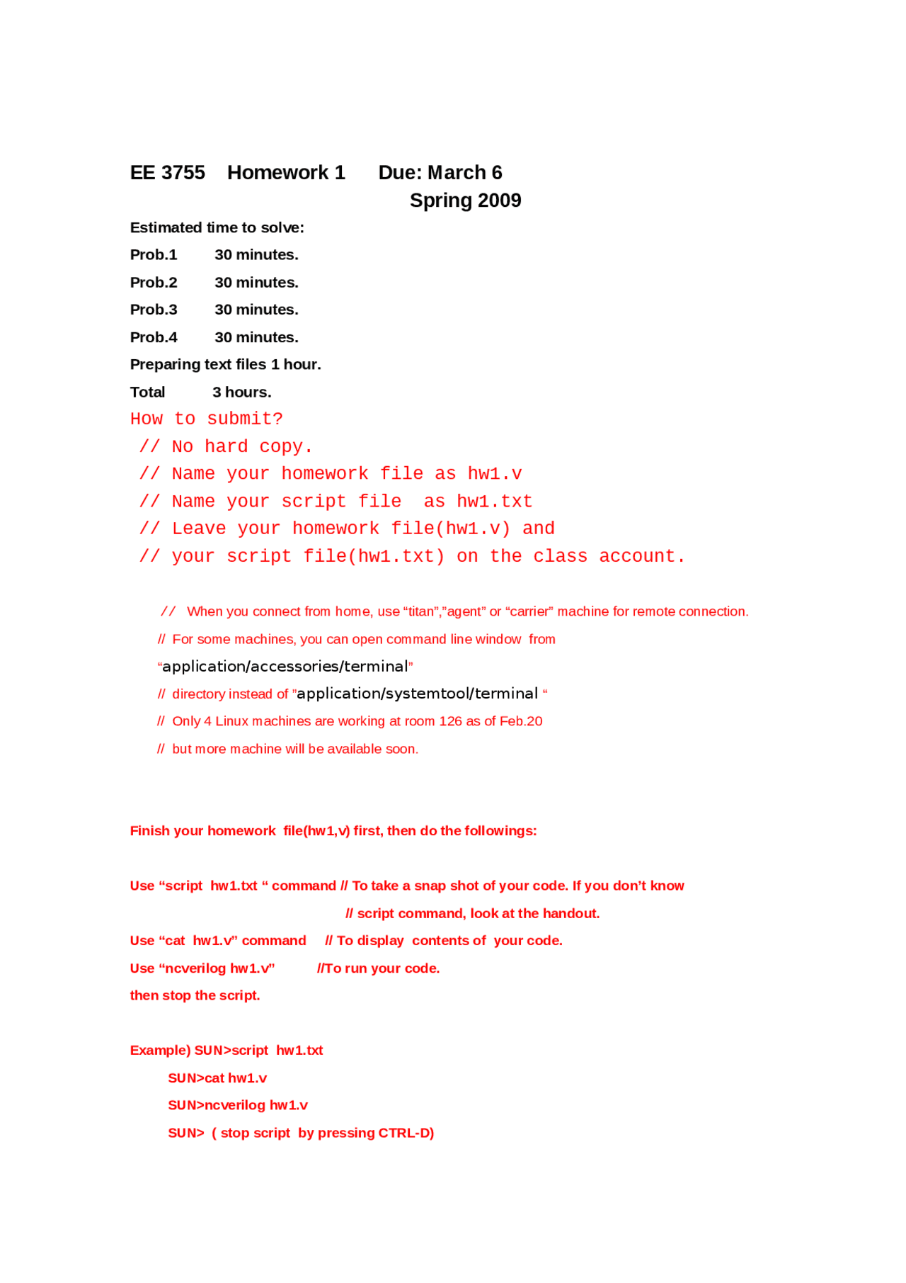 4 Questions For Computer Organization Assignment 1 Ee 3755 Docsity