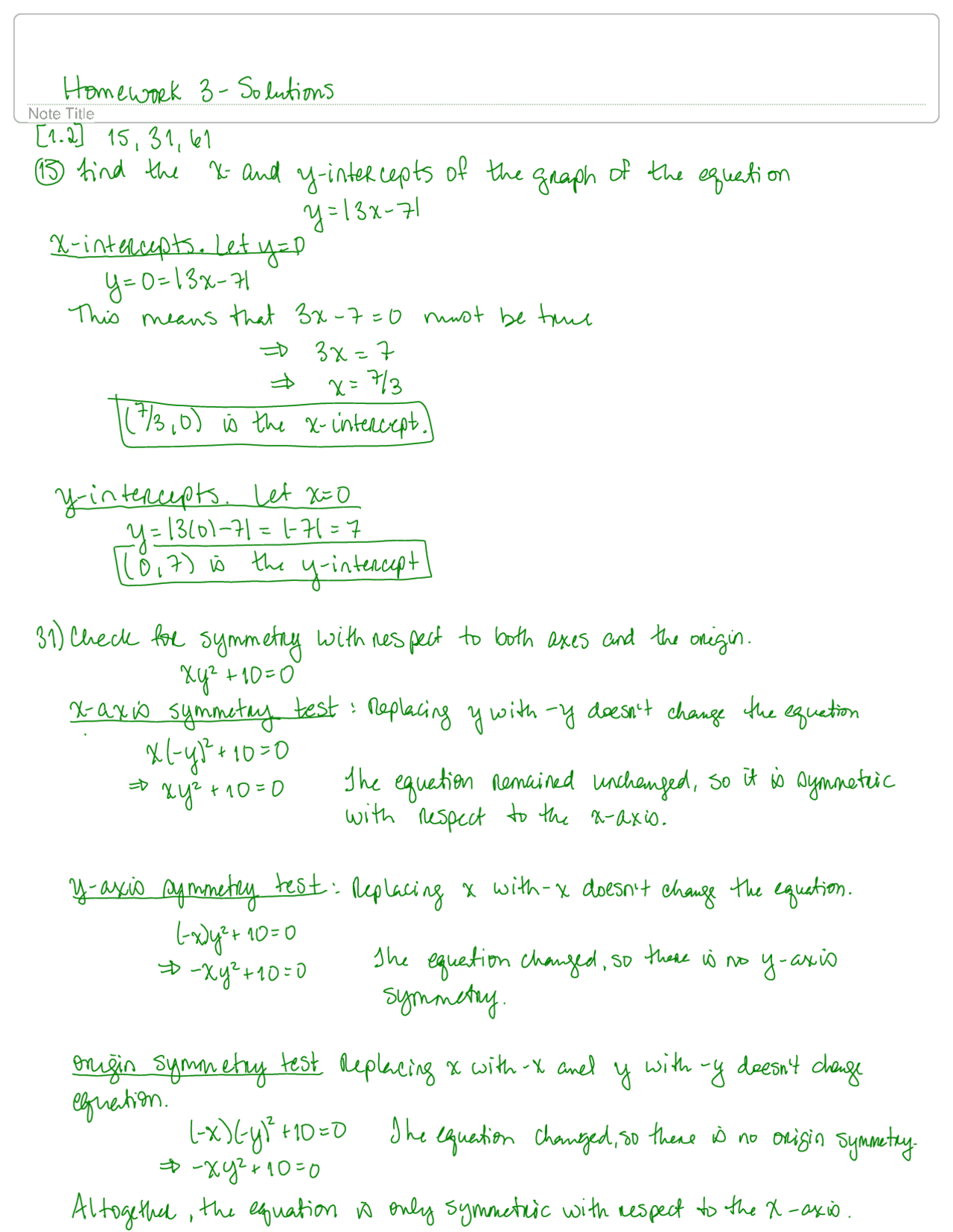 Solution Of Homework 3 College Algebra Math 1050 Docsity