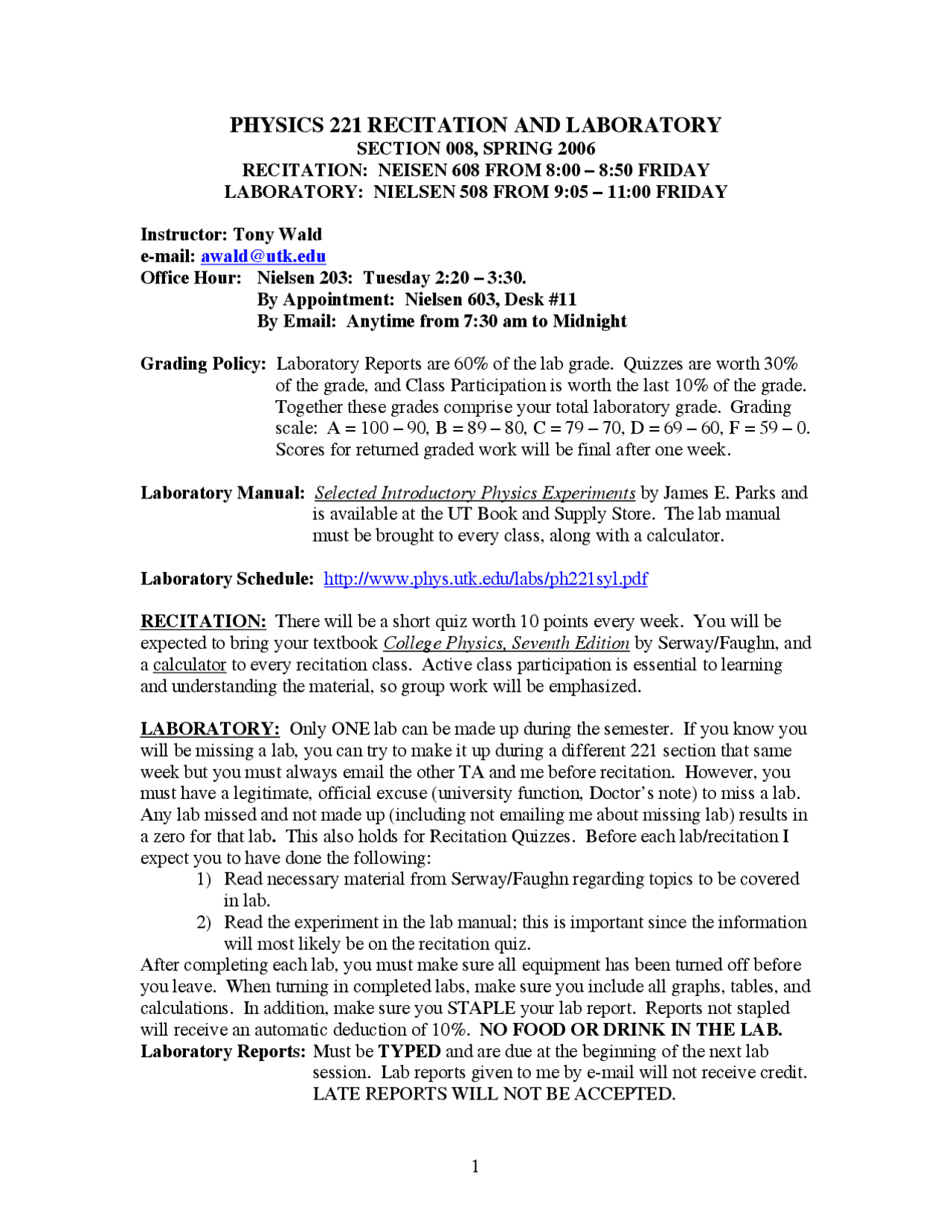 Elements Of Physics Recitation And Lab 2 Phys 221 Lab Reports
