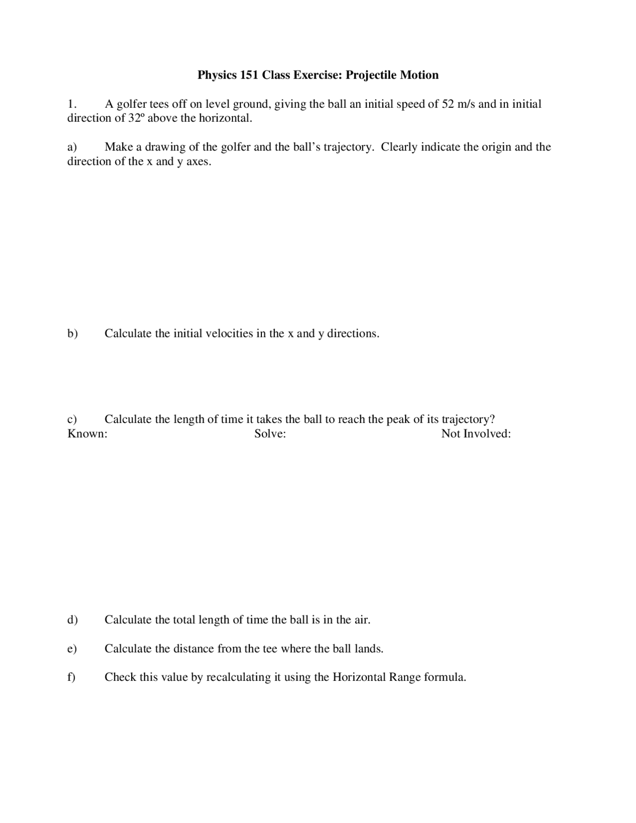 Projectile Motion Elements Of Physics Notes Phys 151 Docsity