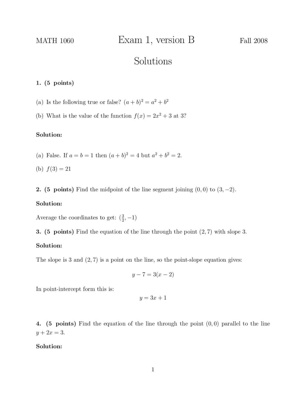 9 Solved Questions Exam 1 - Trig | MATH 1060 - Docsity