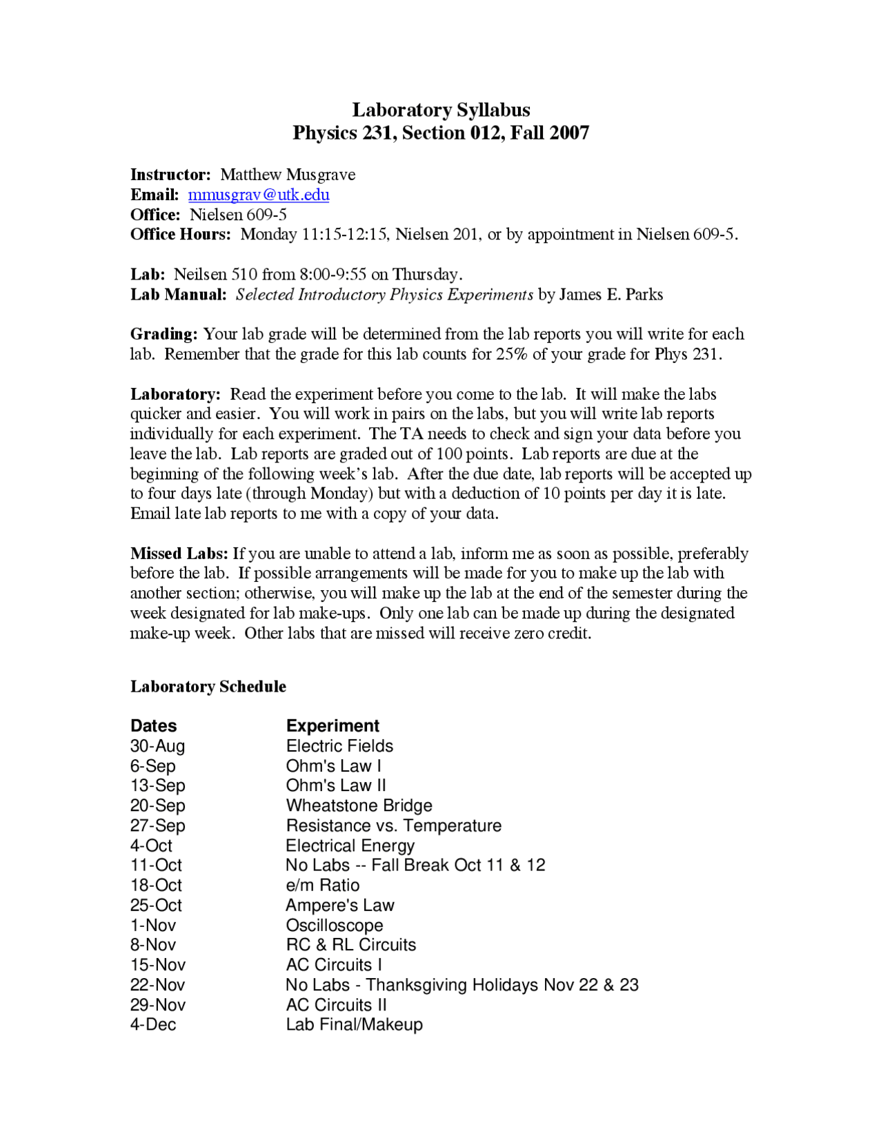 Introduction To Laboratory Report Format Lab Phys 231 Docsity
