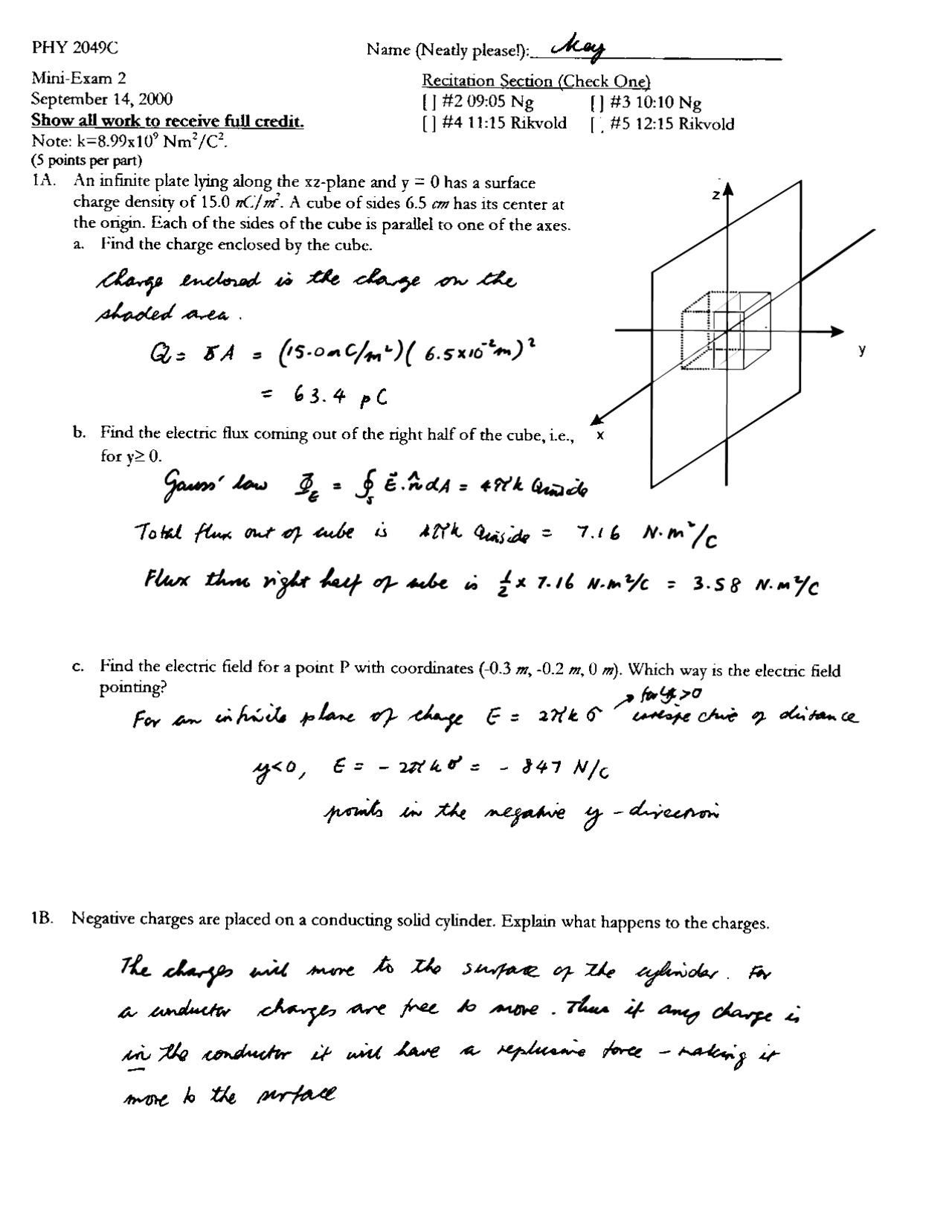 Exam 2 with Answer Key - General Physics B | PHY 2049C - Docsity