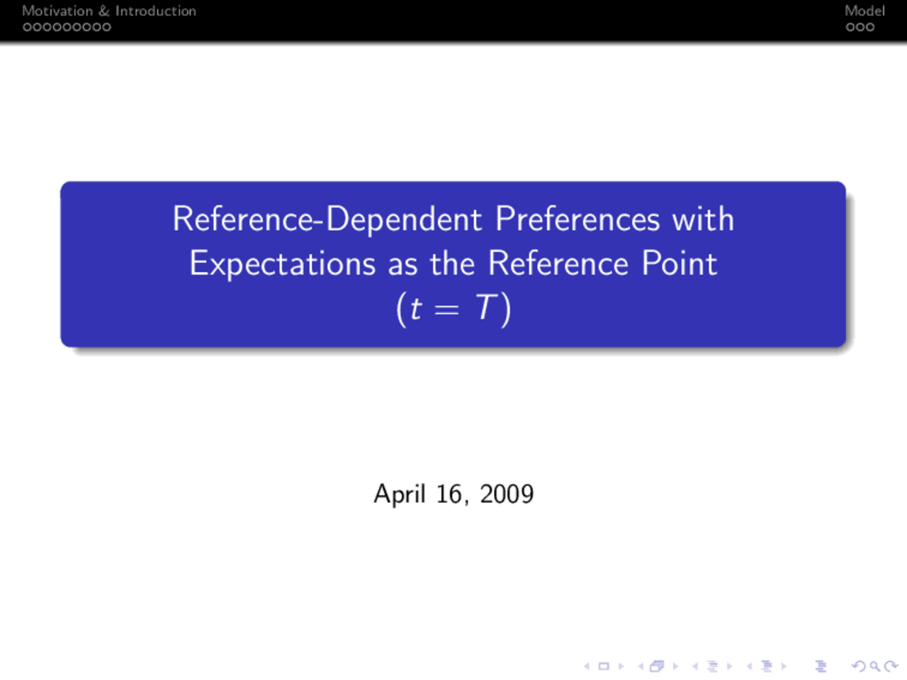 Reference Dependent Preferences With Expectations As The Reference